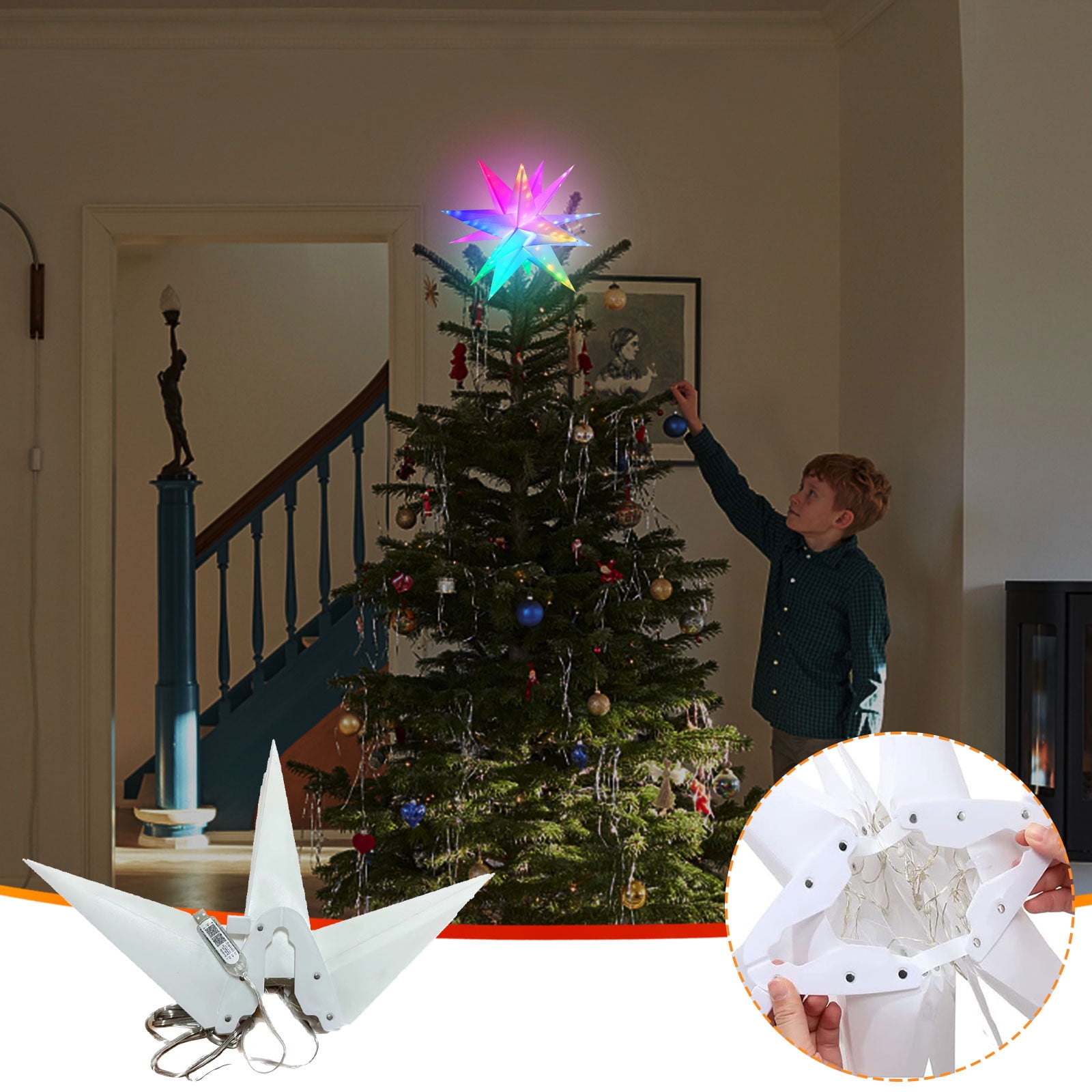 AYktou Christmas Star Tree Topper 9.8*6.7in 3D Moravian Star Light ...