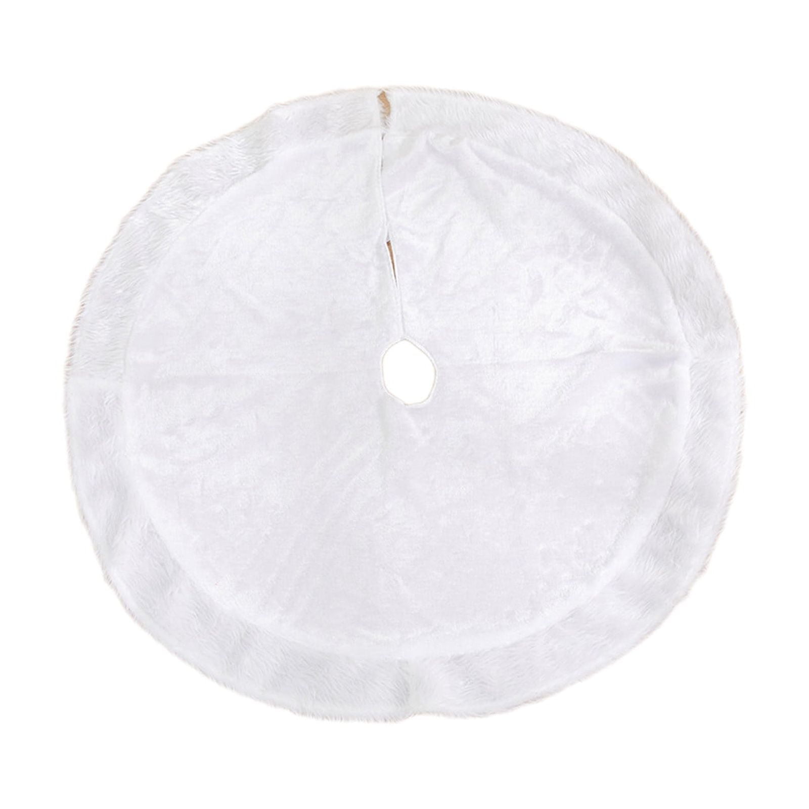 AYktou Christmas Tree Skirt-35.4in White Plush Mercerized Velvet Small ...