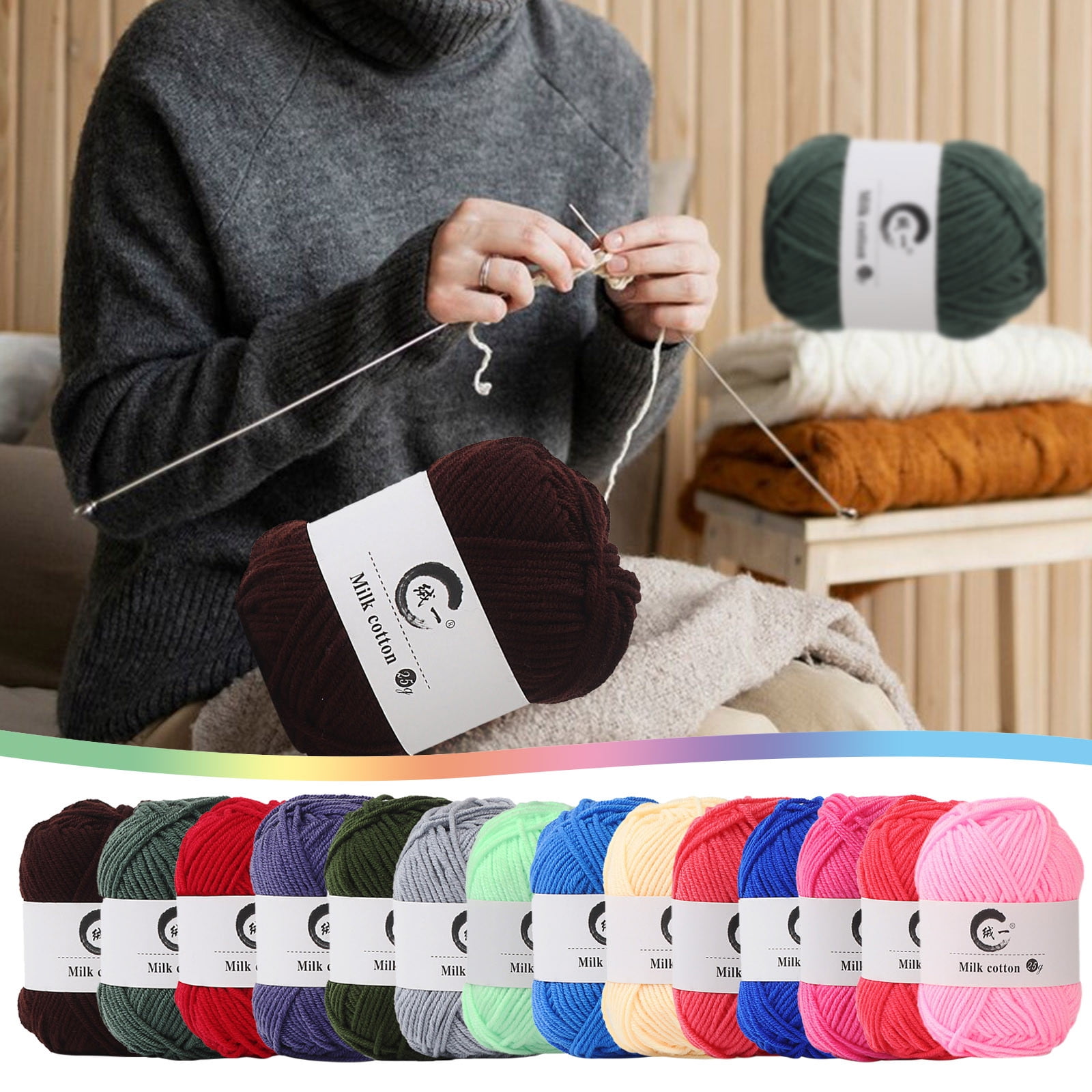 AYktou Cotton Yarn Clearance-Milk Cotton Yarn 25G,4 Strands,Acrylic ...