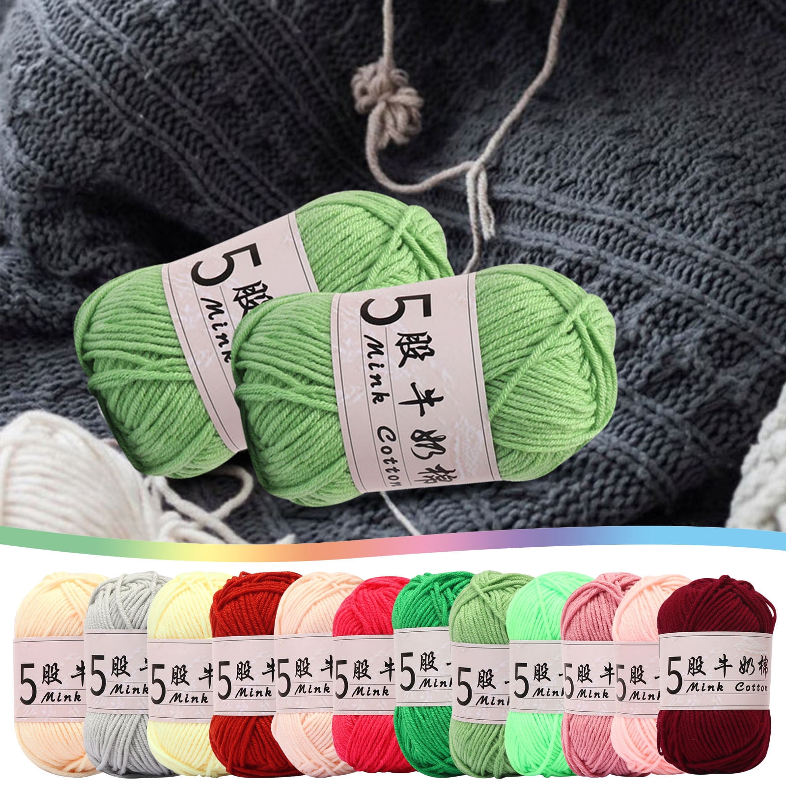 AYktou Cotton Yarn -Multi Colored Milk Yarn Crochet Yarn,50g/2.5oz,295 ...