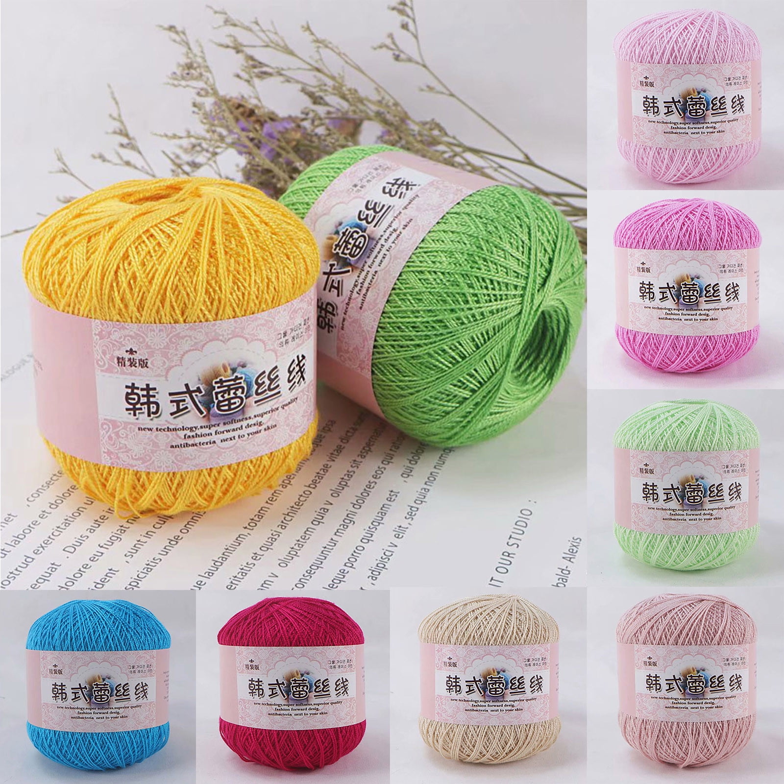 AYktou Crochet Yarn -Multi Colored Acrylic Hand Knitting Yarn Lace ...