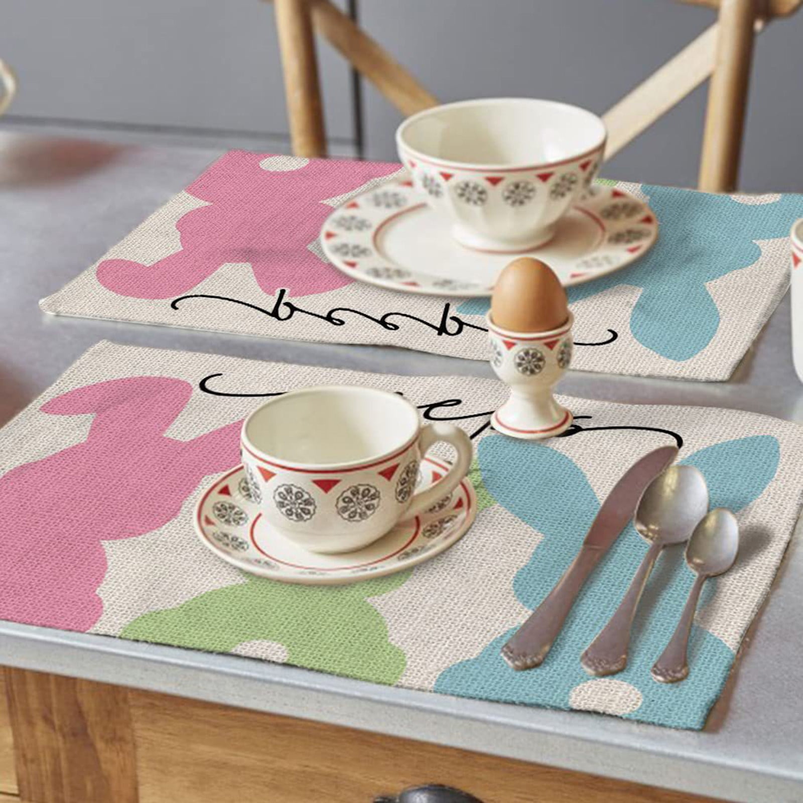 AYktou Easter Bunny Table Runner Easter Decorations-Napkin Table Flag 5 ...