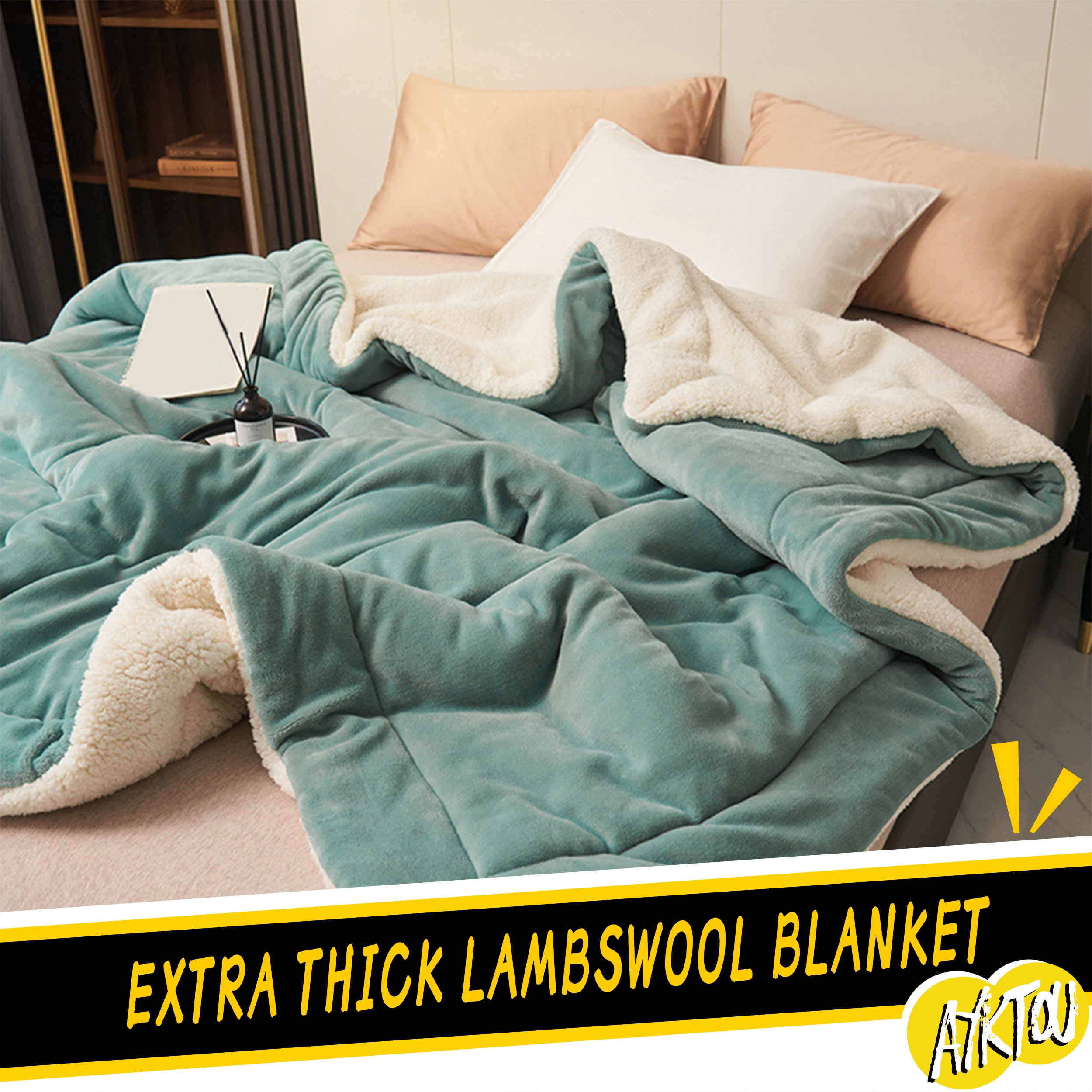 AYktou Fleece Blanket-Milk Velvet Lambswool Double Layer Blanket,Autumning Winter Warm ...