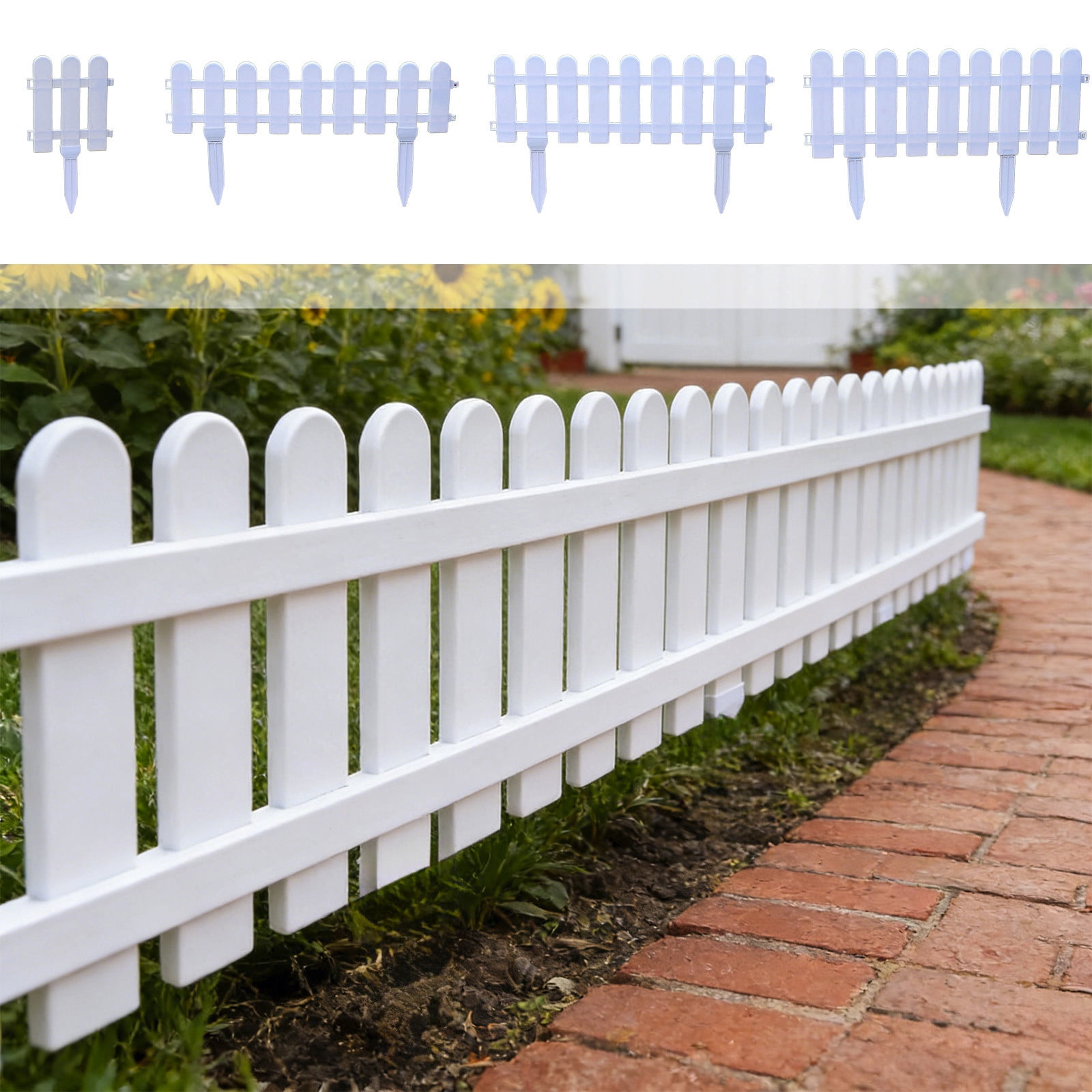 AYktou Garden Fence with Insert, White Plastic Garden Picket Fence ...