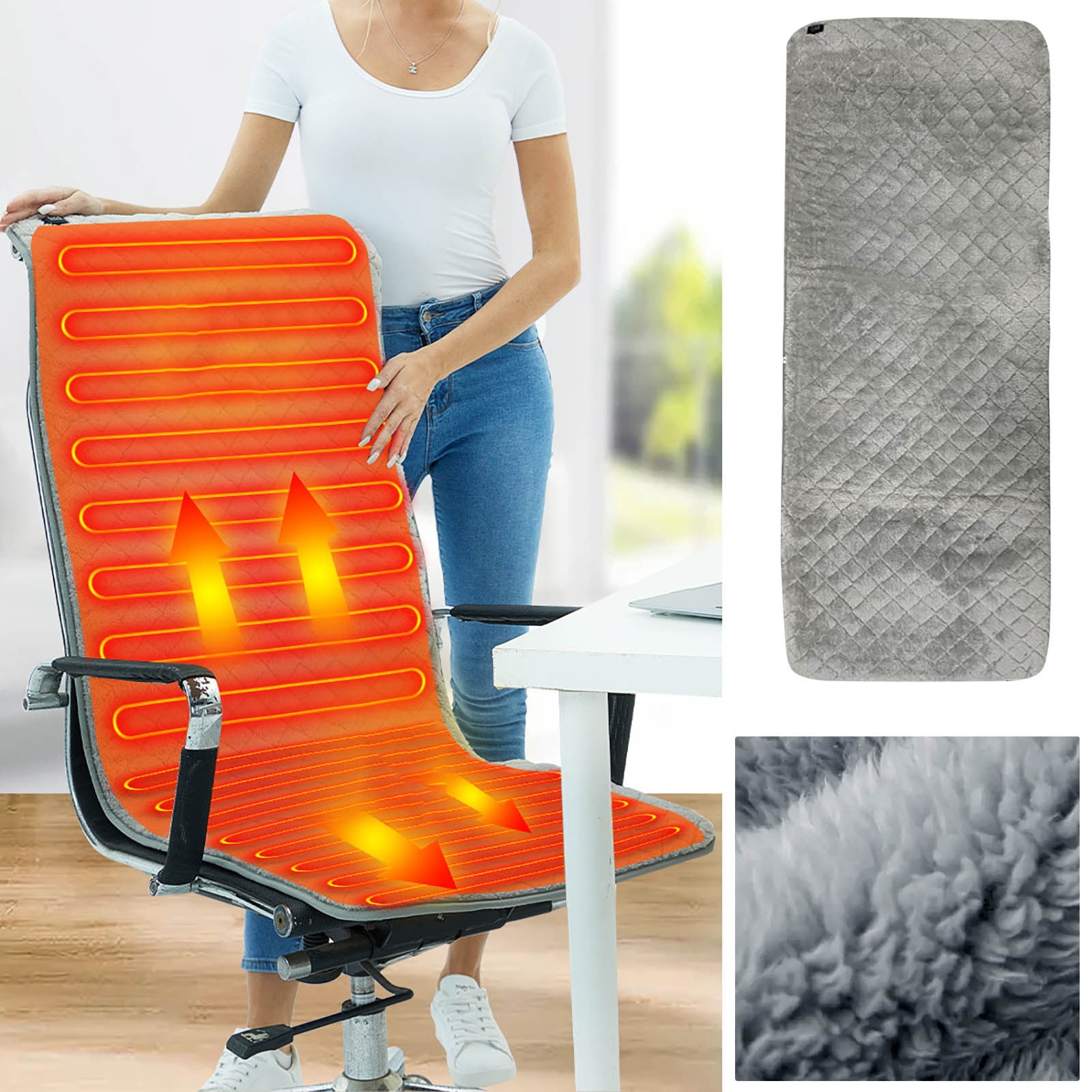 AYktou Heated Seat Cushion- Office Chair Heating Pad USB Plug-in ...
