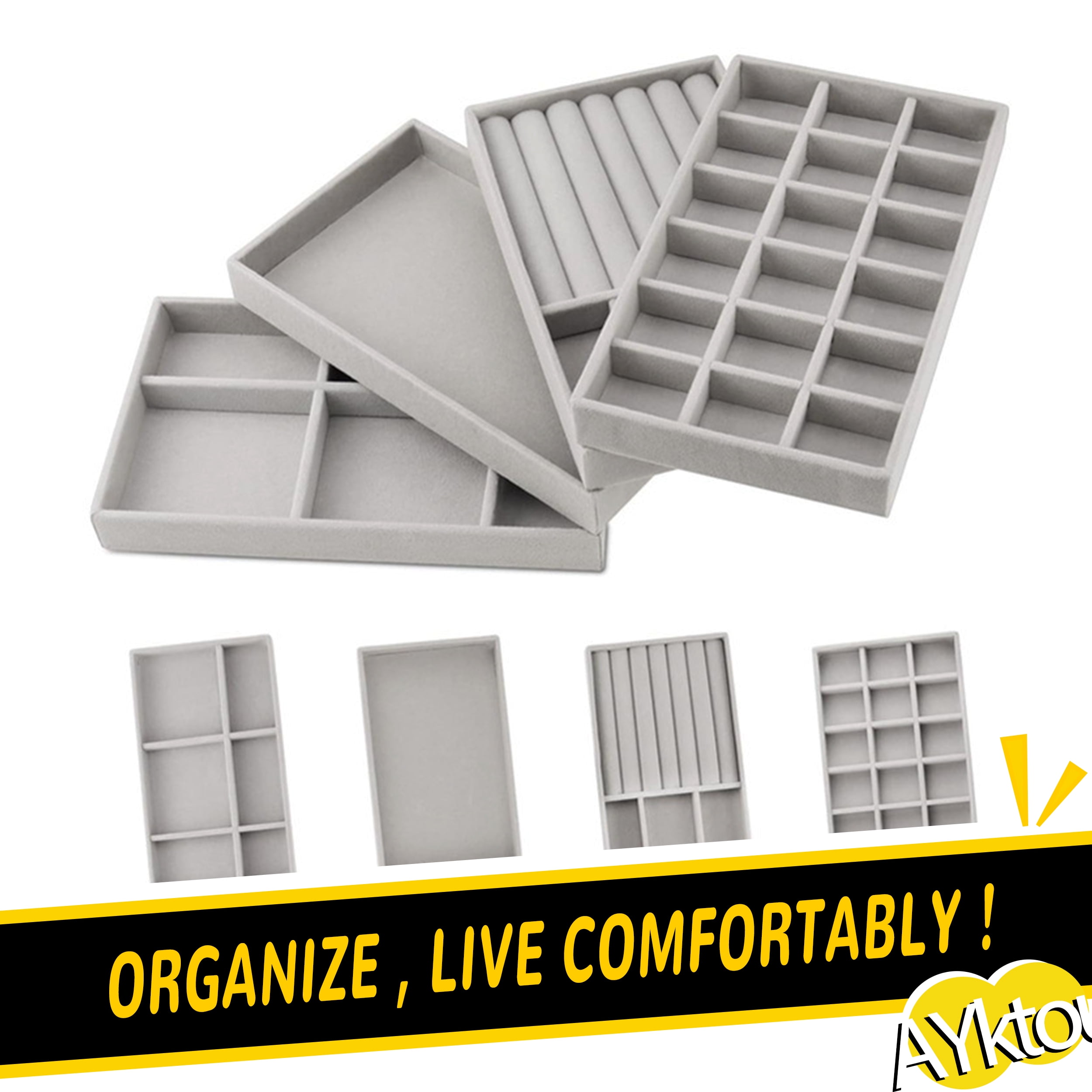 AYktou Jewelry Organizer Drawer Organizer,Earring Organizer Stackable ...