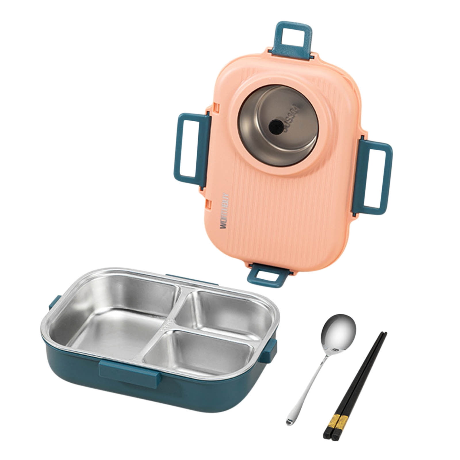 AYktou Lunch Box,304 Stainless Steel Bento Box Adult with 4 Grids Stackable,2 Layer Lunch ...