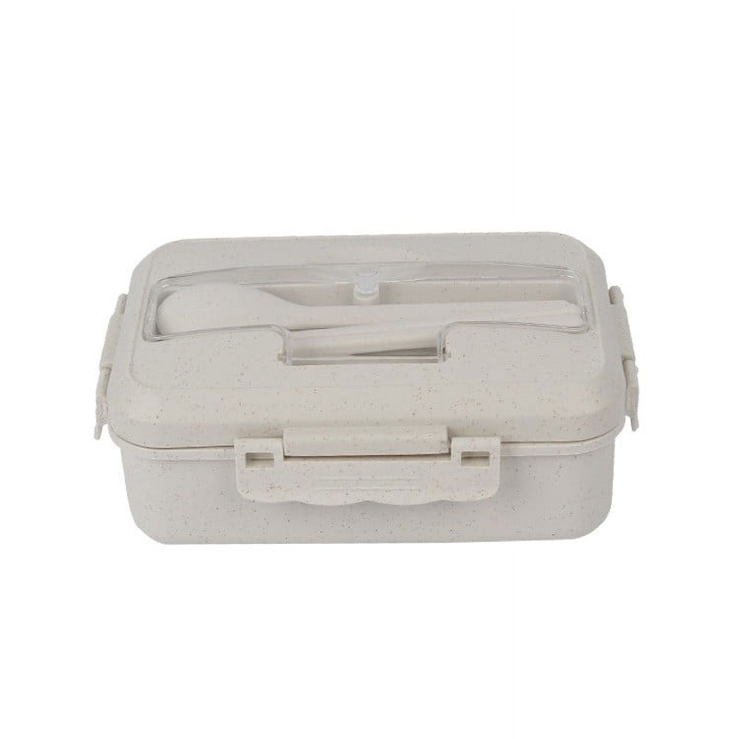 AYktou Lunch Box Food Grade Reusable Snack Containers with Lids & 3 Compartments,Built-in ...