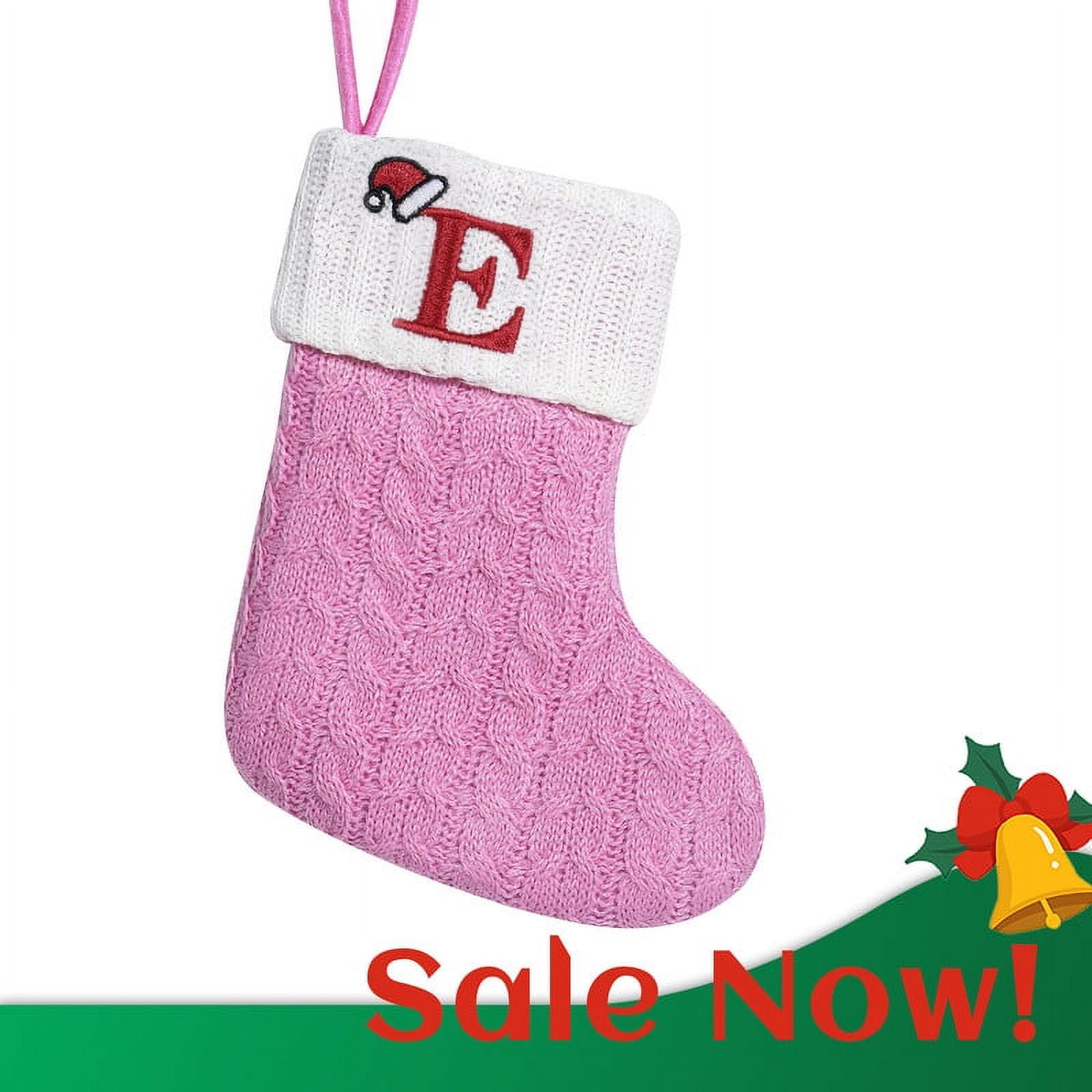 AYktou Pink Knit Christmas Stockings 6.3*7.08inch Personalized Knitted ...
