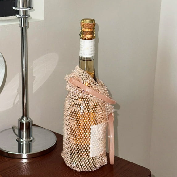 AYktou Pinkish Orange Diamond-Like Bottle Holder Handbag, Glittering ...
