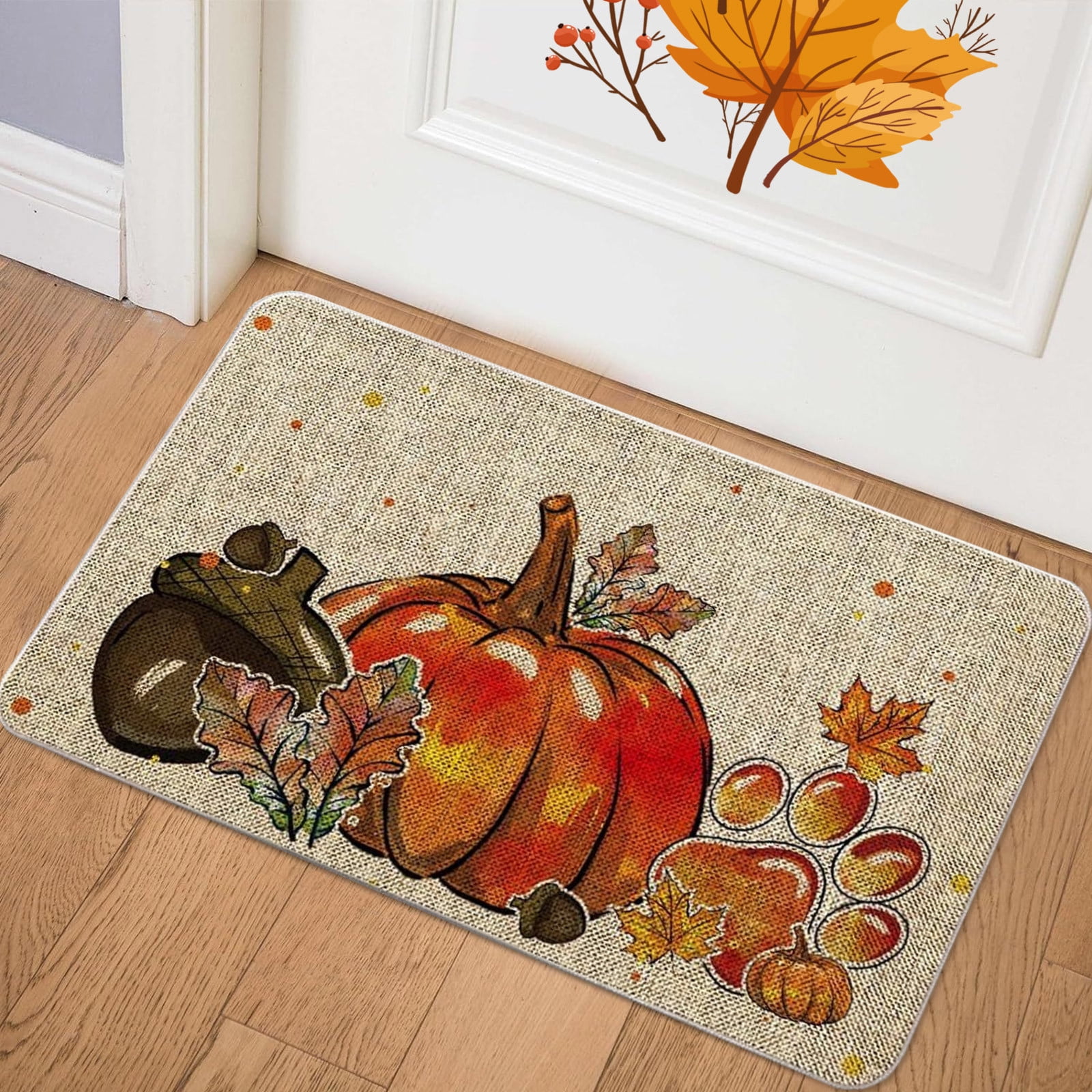 AYktou Pumpkin Bathroom Rugs, Thanksgiving Thickened Kitchen Mat Home ...