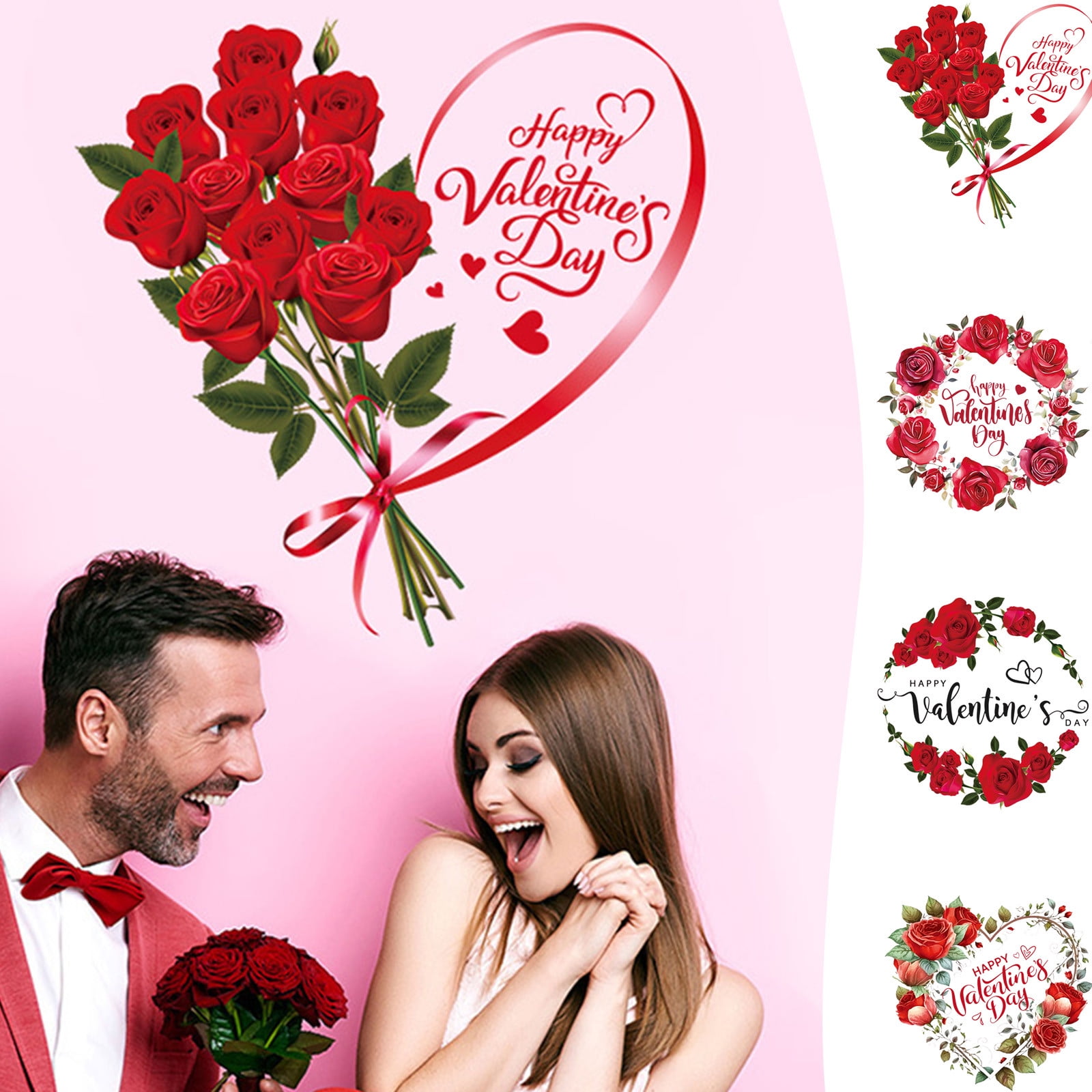 AYktou Red Rose Wall Stickers Rose Flower Vine Wall Decal,Removable ...