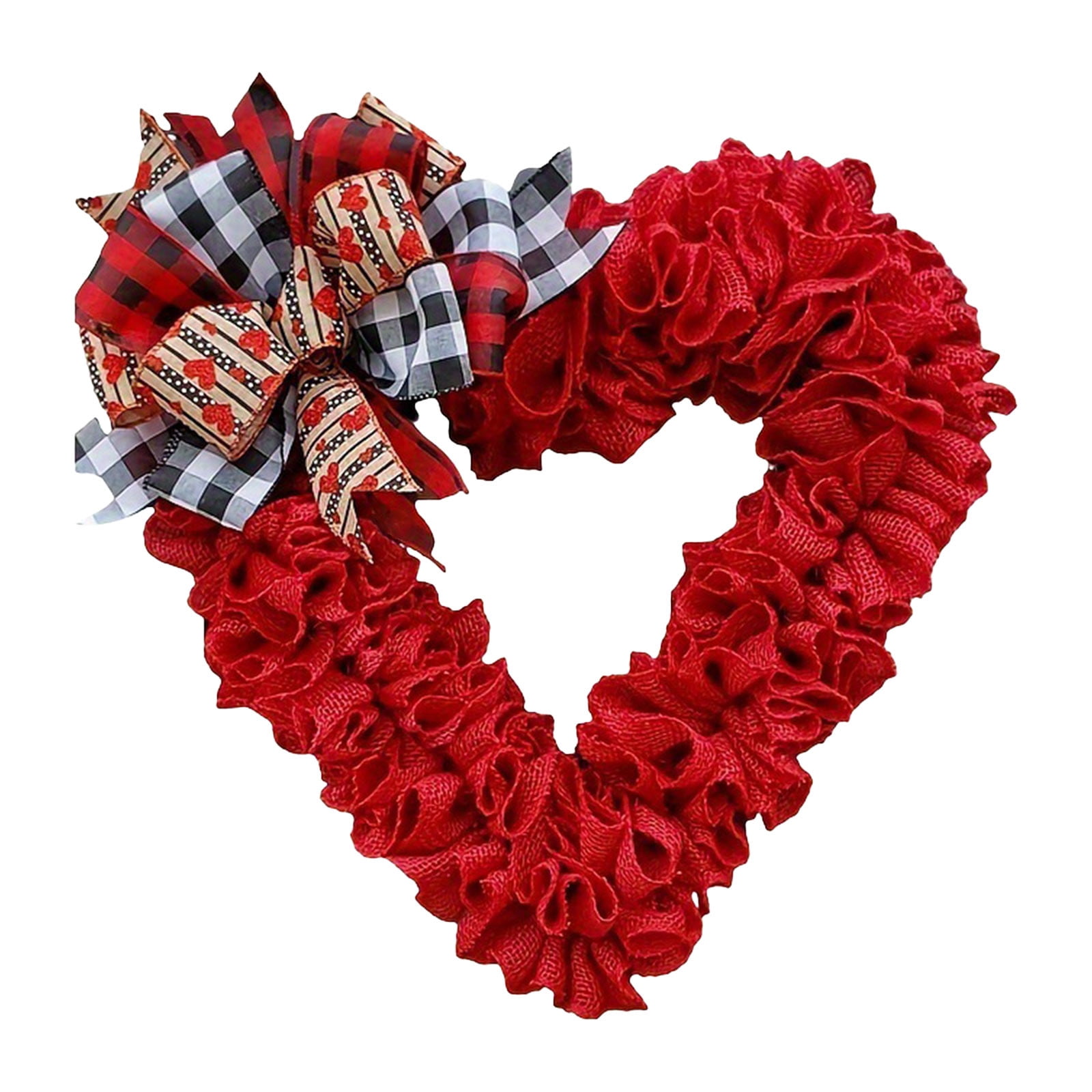 AYktou Red Velvet Wreath 13.78" Valentine Wreath Hangers for Front Door ...