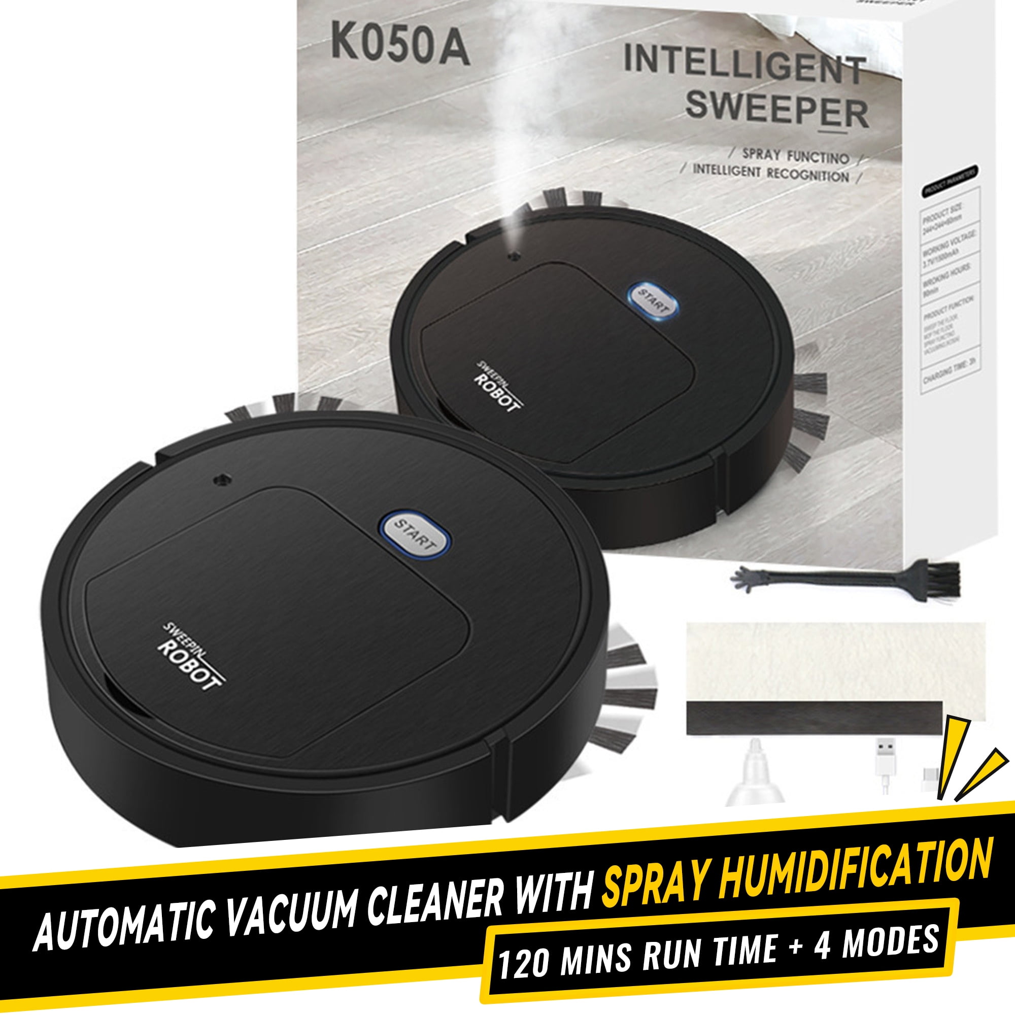 AYktou Robot Vacuum Cleaner 120 Mins Run Time,4 Sweeping Modes,Strong ...