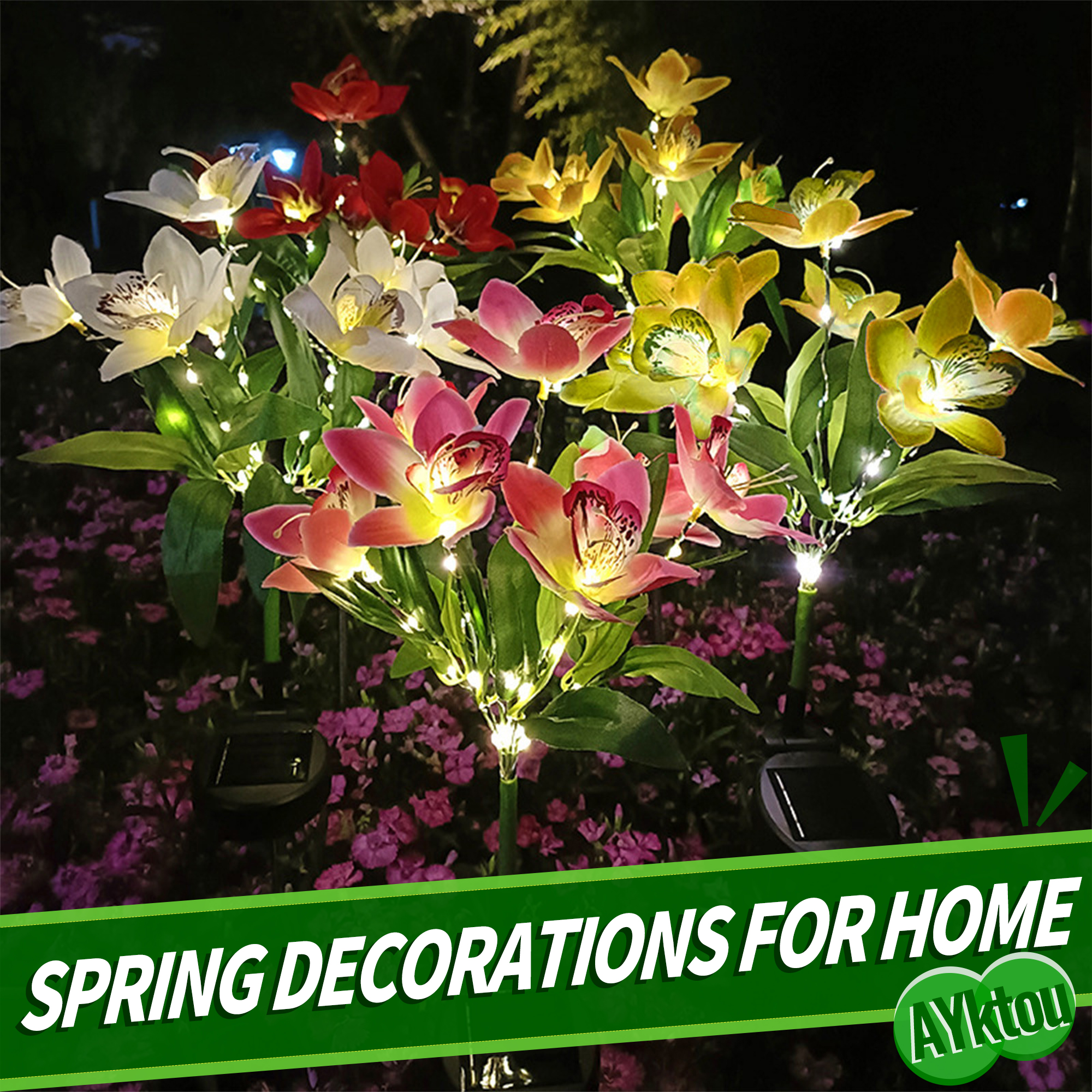 AYktou Solar Garden Lights,75cm/29.5" Lilies Flower Lights Colorful ...