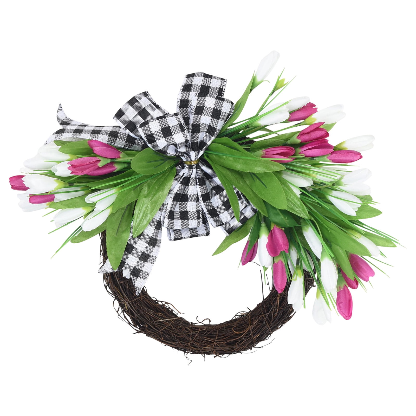 AYktou Spring Wreaths for Front Door-Spring Simulated Tulips Wreath ...