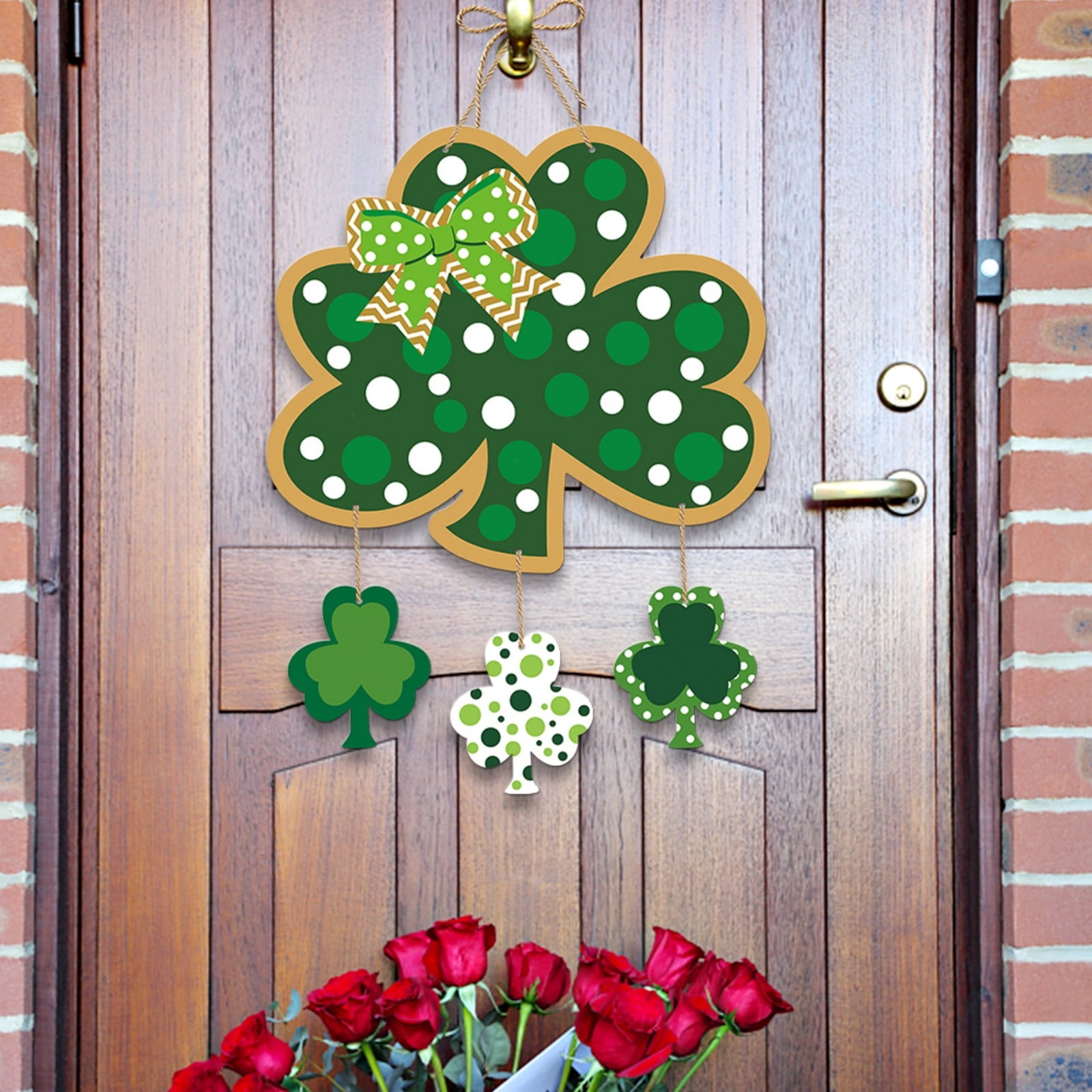 AYktou St Patricks Day Door Decorations, Shamrock Hanging Sign Door ...