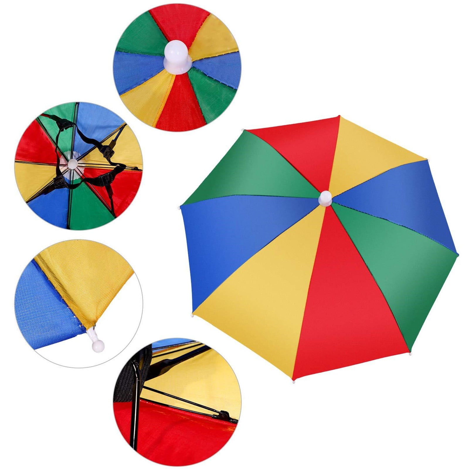 AYktou Umbrella Hat-Colorful Mini Umbrella,20" Rain Hat Beach Umbrella ...