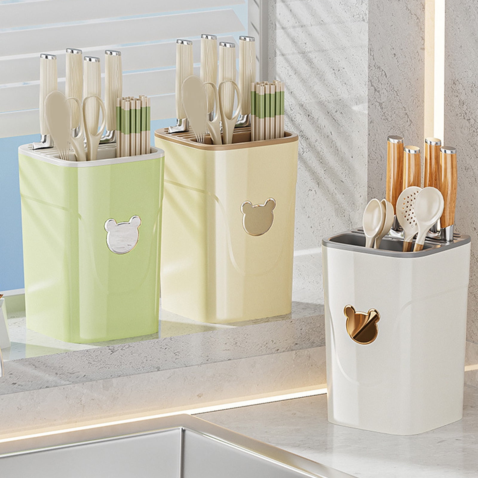 AYktou Utensil Holder-Kitchen Storage,Multi-function Utensil Holder for ...