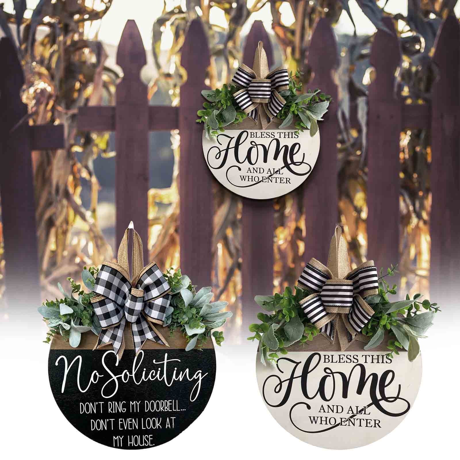 AYktou Welcome Sign for Front Door-Wreaths for All Seasons,Welcome Home ...