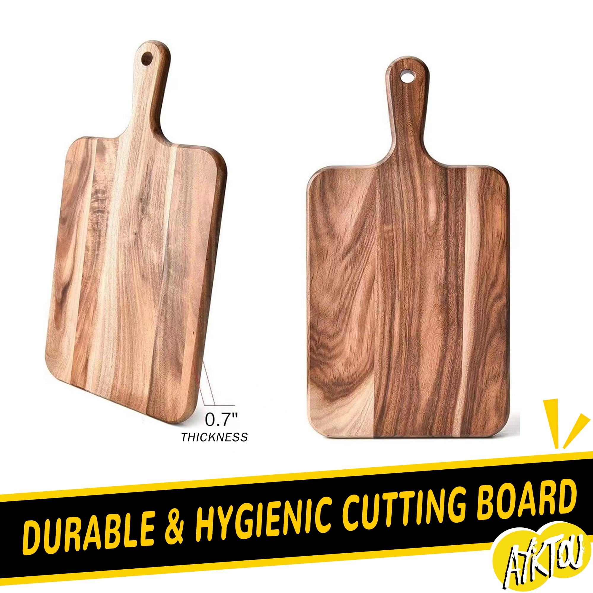AYktou Wood Cutting Board with Handle,Thicken Cutting Board Wooden ...
