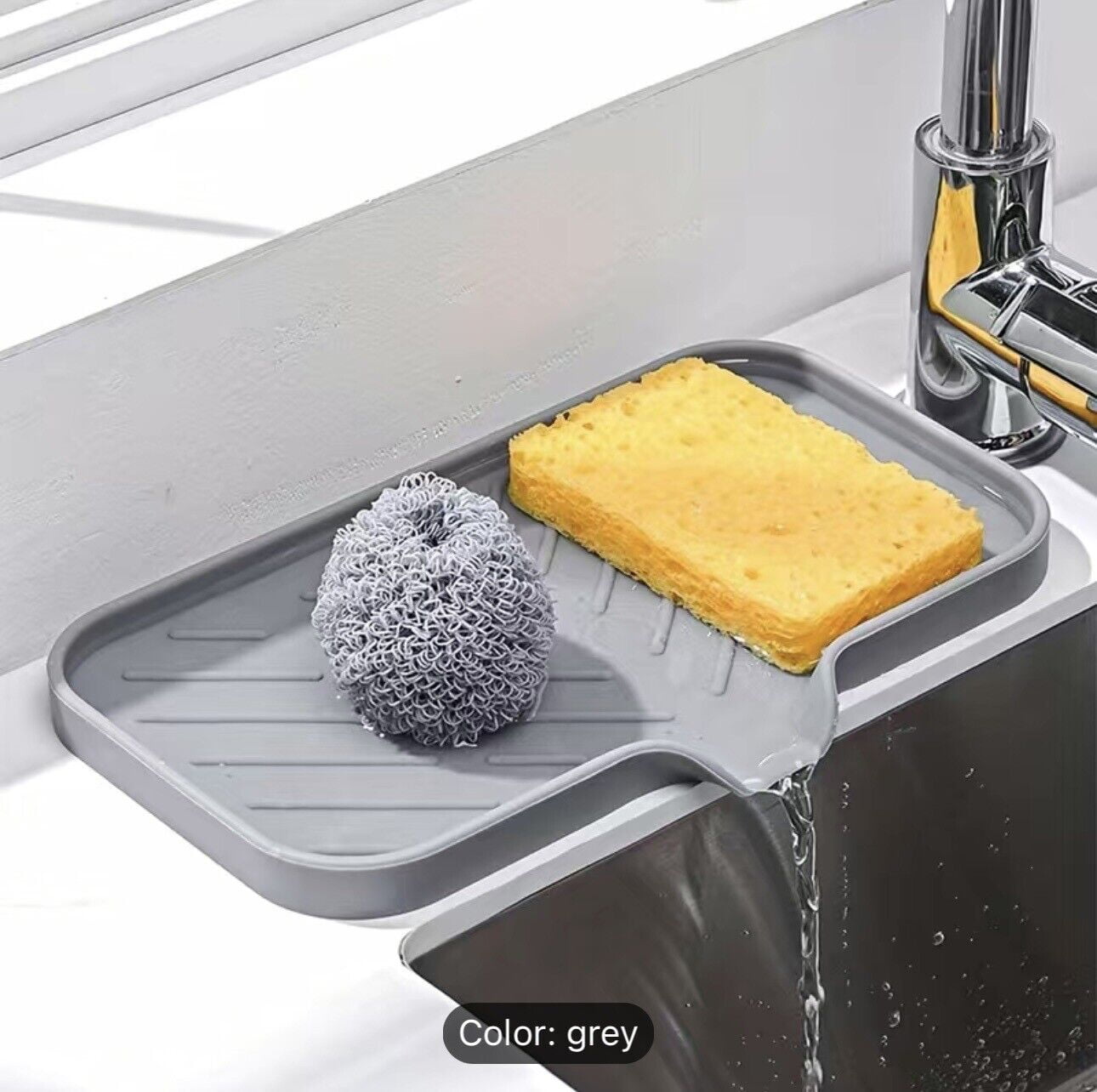 AZ 1pc Large Silicone Sponge Holder, Sink Organizer Caddy, Drain ...