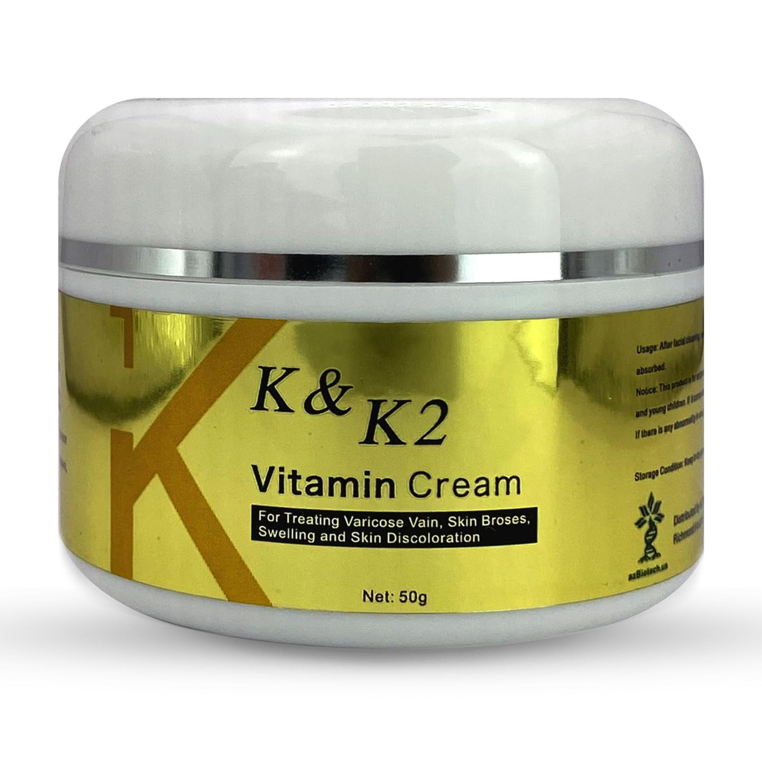 AZ BIOTECH Vitamin K+K2 Cream, 1.76 OZ, Reduce Redness and Discoloration, Restores Bruised Skin ...