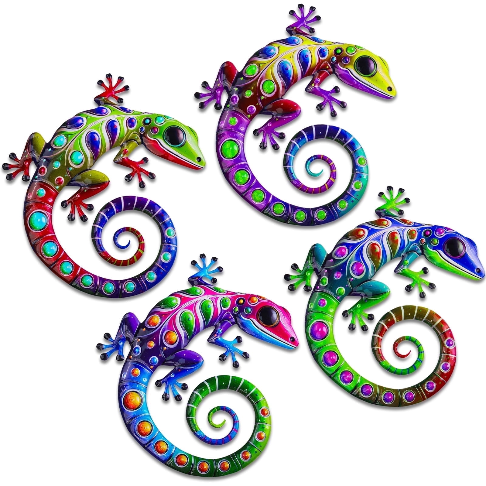AZ.MIFENO 4Pcs Metal Gecko Wall Decor, 7.8 Inch Lizard Wall Art Fence ...