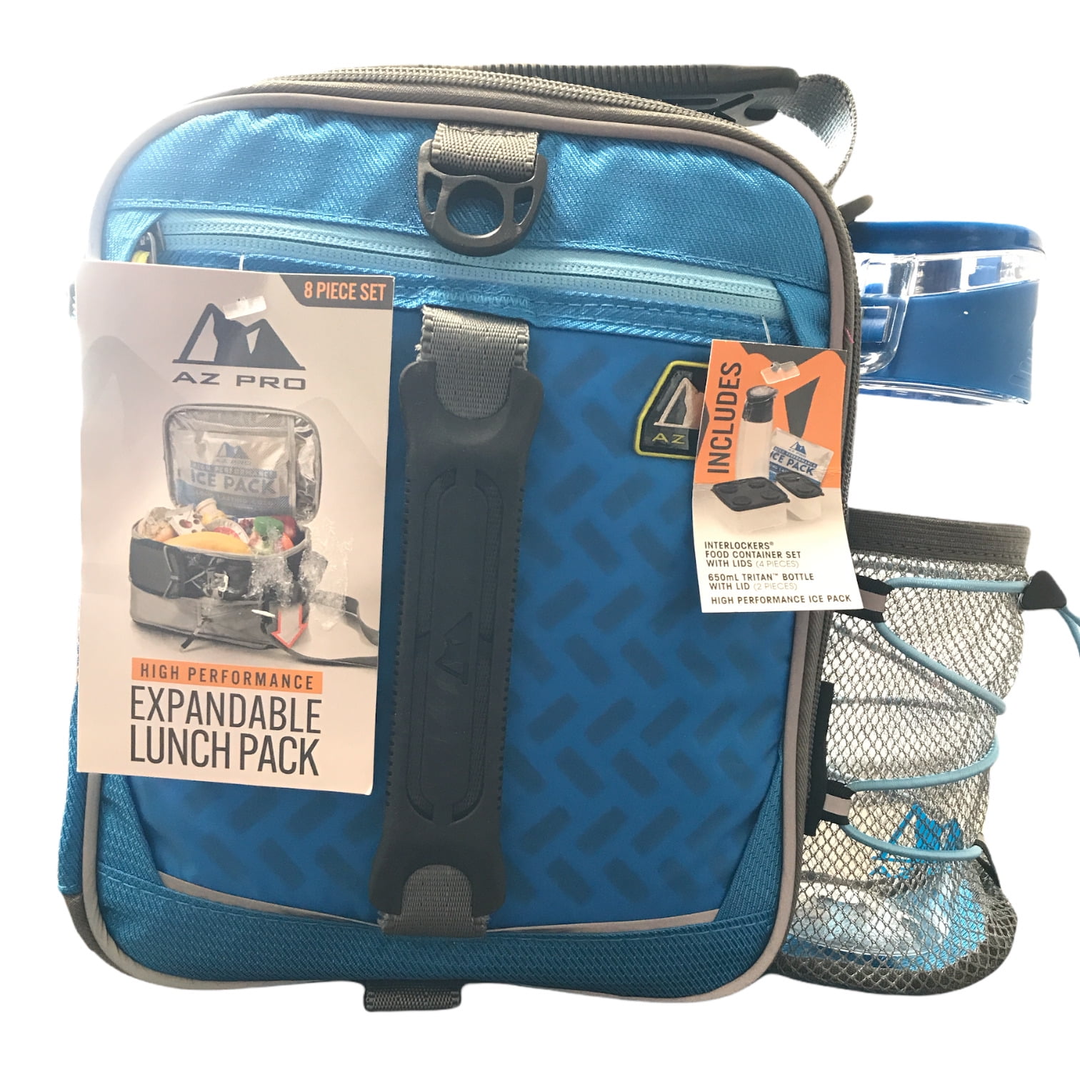 AZ Pro High Performance Expandable Lunch Pack 8 Piece Set Blue w/ Neon ...