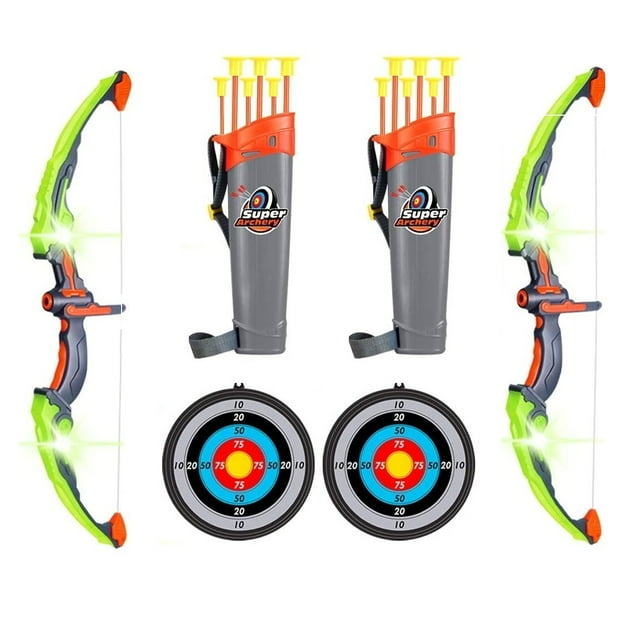 AZ Toys Twin Pack Bow and Arrow Set for Kids- Light Up Archery Set ...