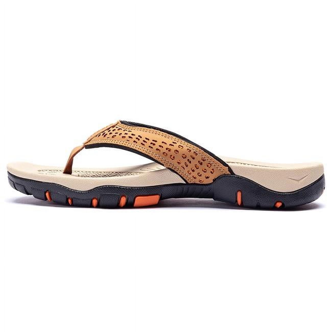 Mens Thong Sandals Indoor and Outdoor Beach Flip Flop Khak/Orange Size ...