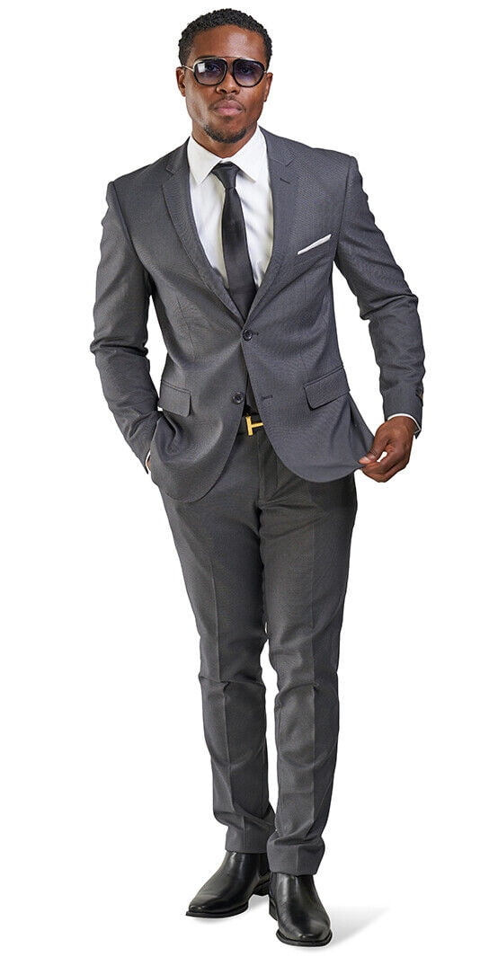 AZAR MAN Slim Fit Men Suit Micro Textured Weave 2 Button Notch Collar ...