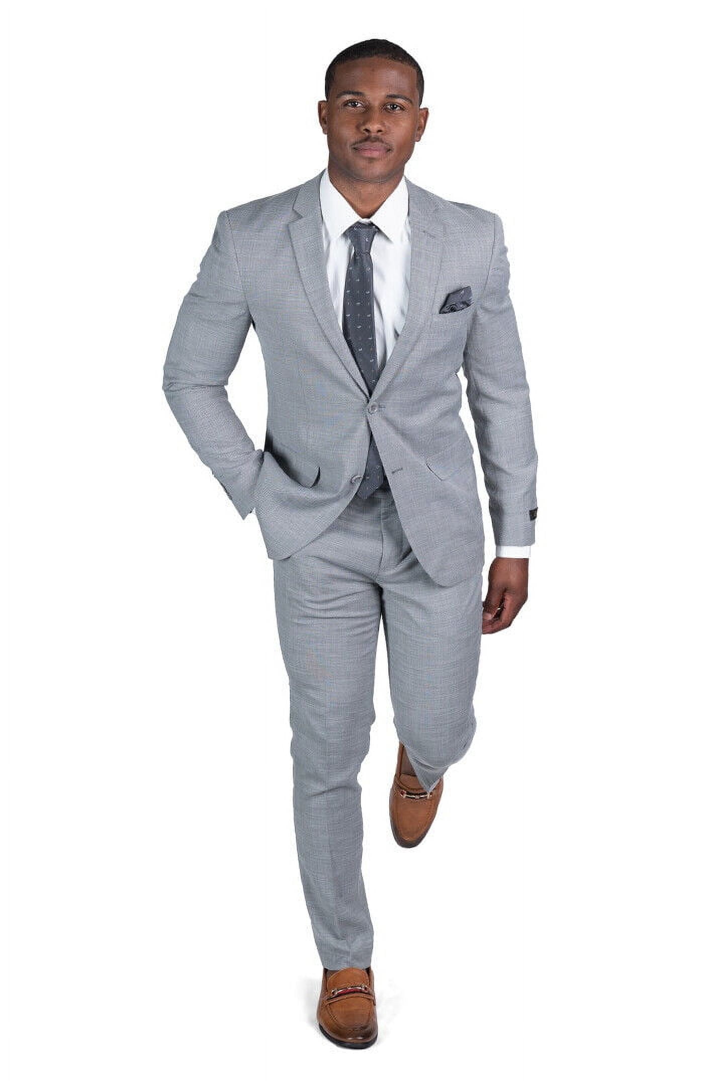 AZAR MAN Slim Fit Mens Solid Suit 2 Button Notch Lapel ZF10036A (36R, Gray) - Walmart.com