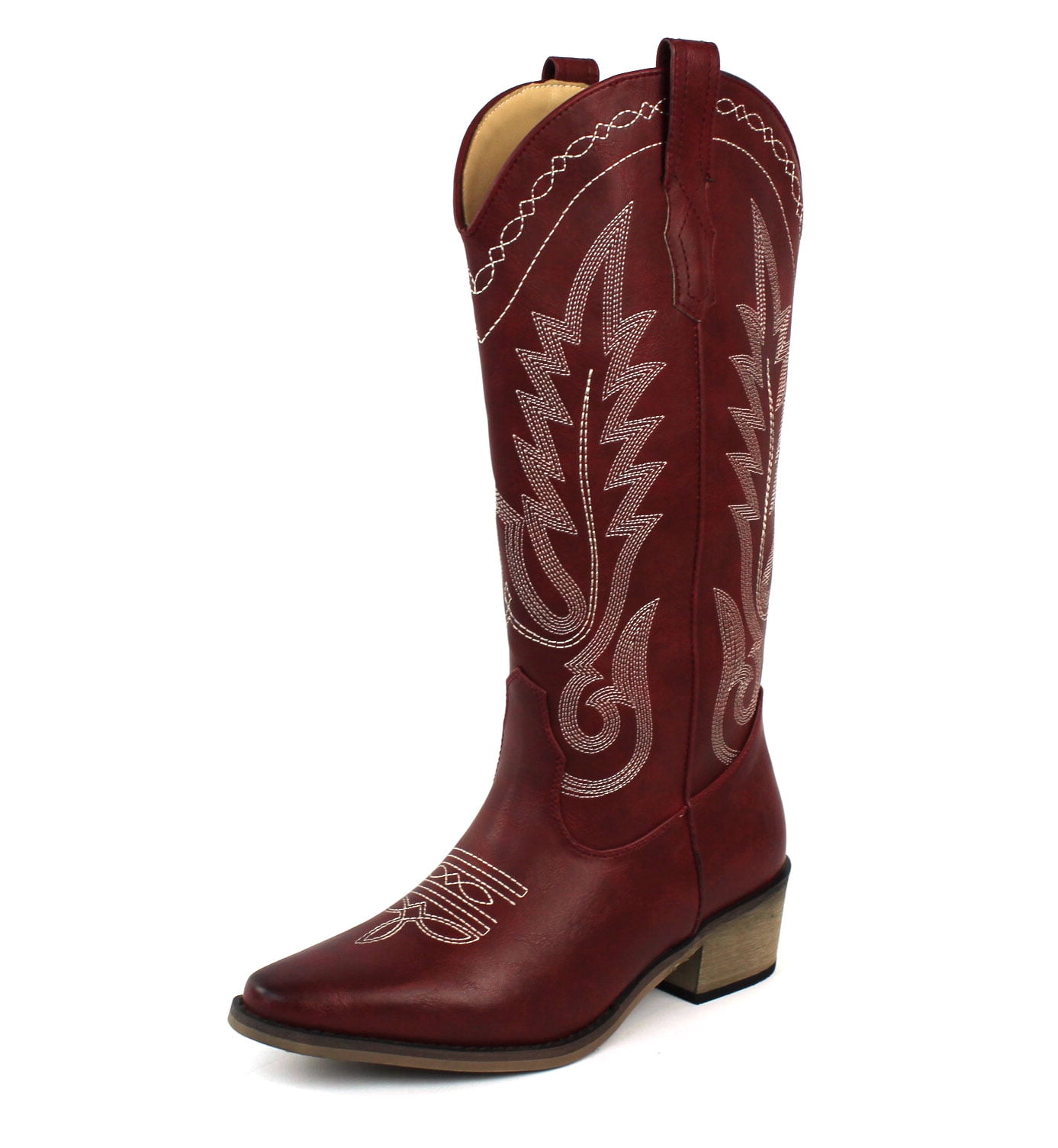 AZAR MAN Women's Western Cowboy Snip Toe Embroidered Leather Knee High ...