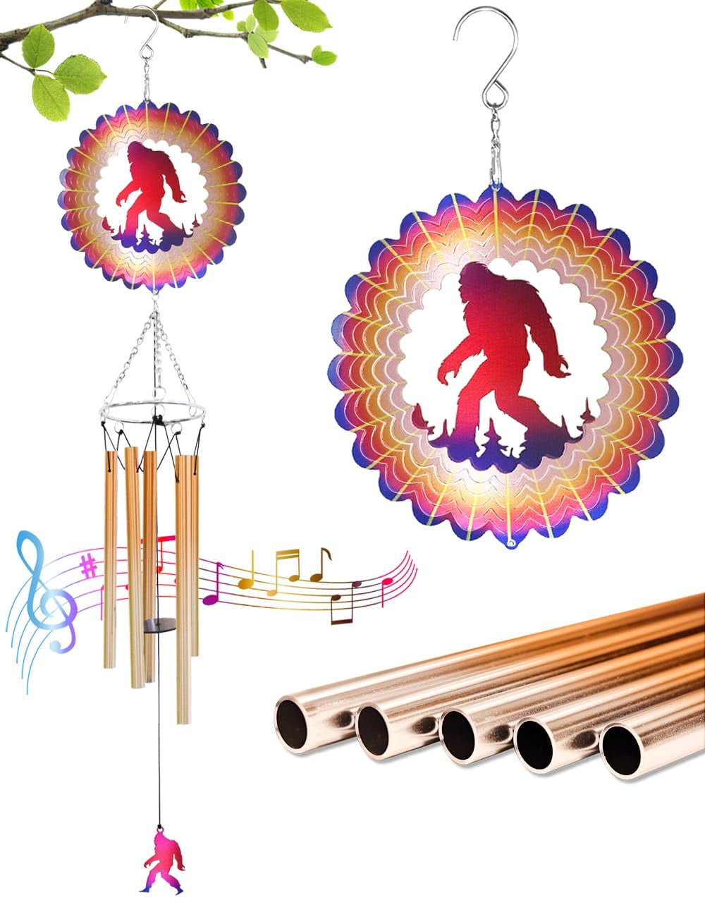 AZEEBOI Wind Chimes for Outside with Bigfoot Wind Unique Big Foot Wind ...