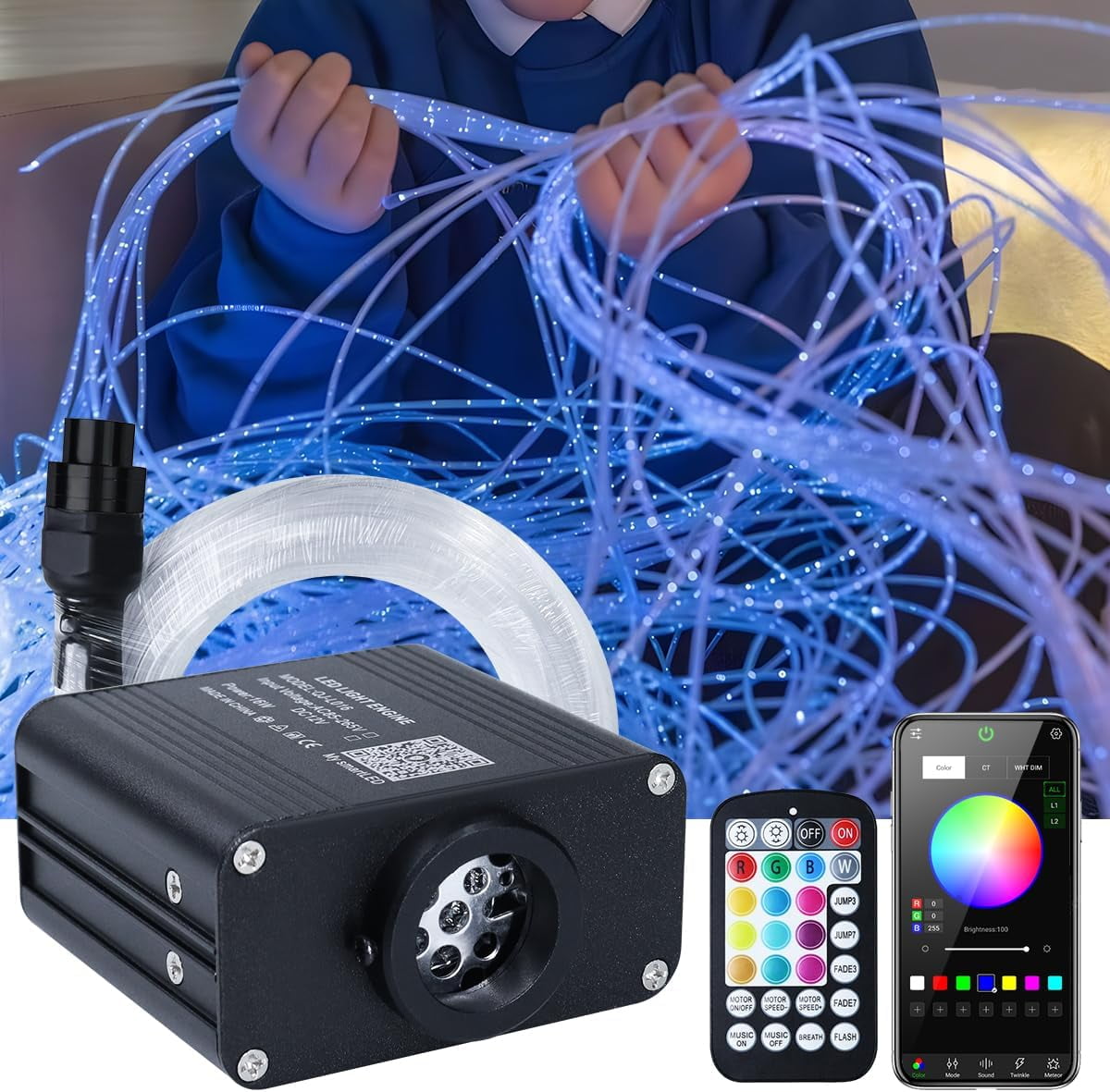 AZIMOM 50pcs 6.5ft Side Glow Fiber Optic Sensory Light for Autism Room ...