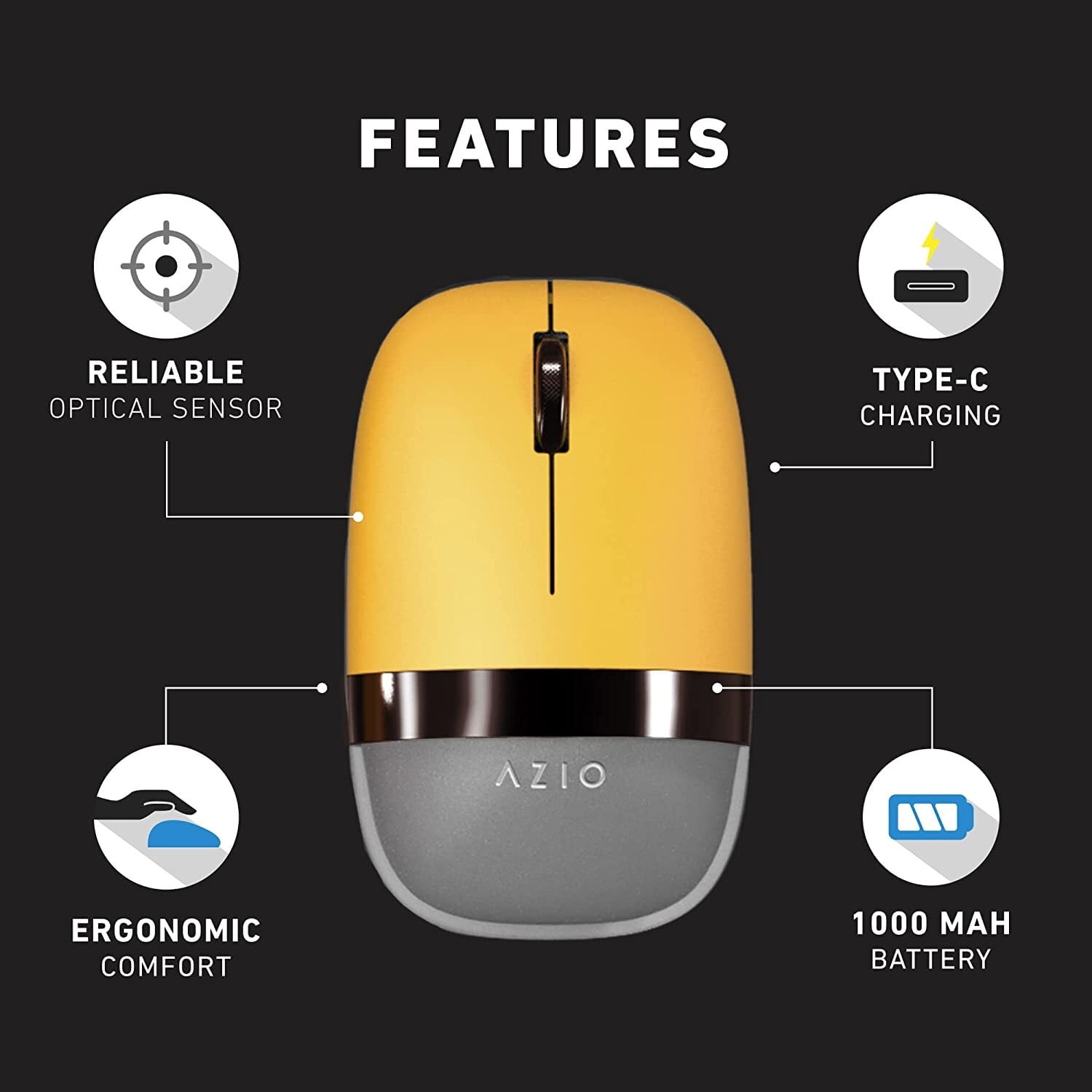 AZIO IZO BT 5.0 and RF 2.4G Optical Mouse (Golden Iris) - Walmart.com