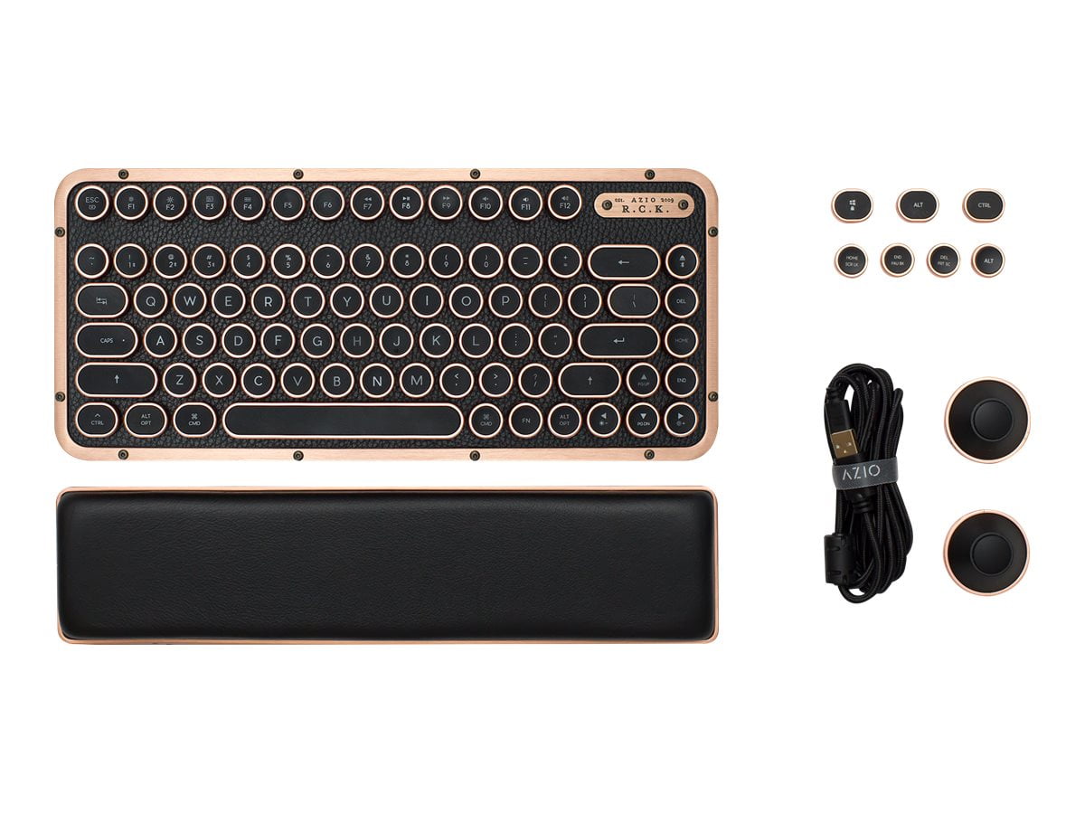AZIO Retro Compact - Keyboard - backlit - USB, Bluetooth - US - key ...