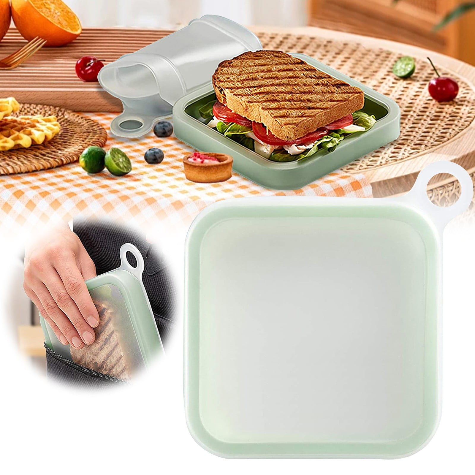 AZIUHA Clearamce Under $5 Silicone Sandwich Container for Lunch Boxes ...