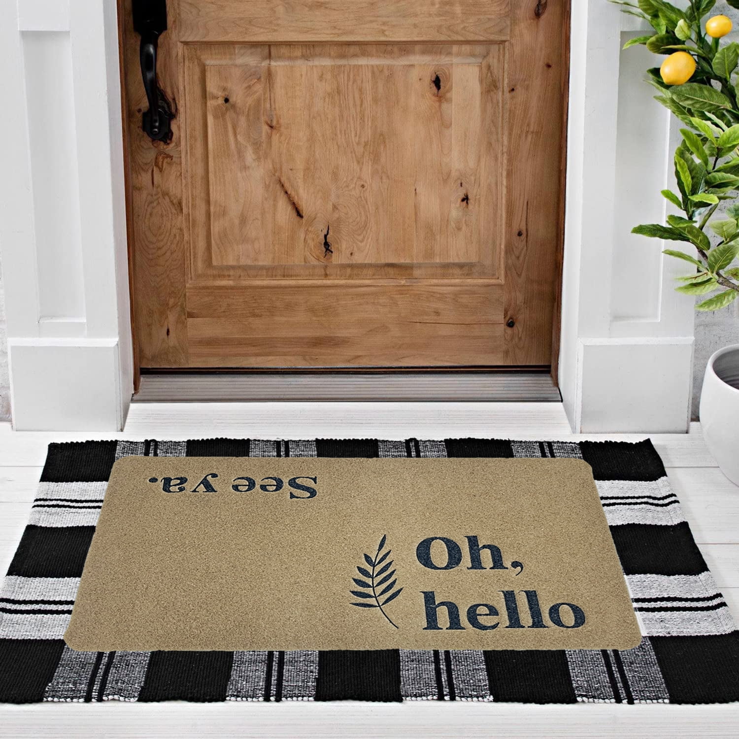 AZJOYLIFE Funny Welcome Door Mats Outdoor Indoor Non-Slip Rubber Mat ...
