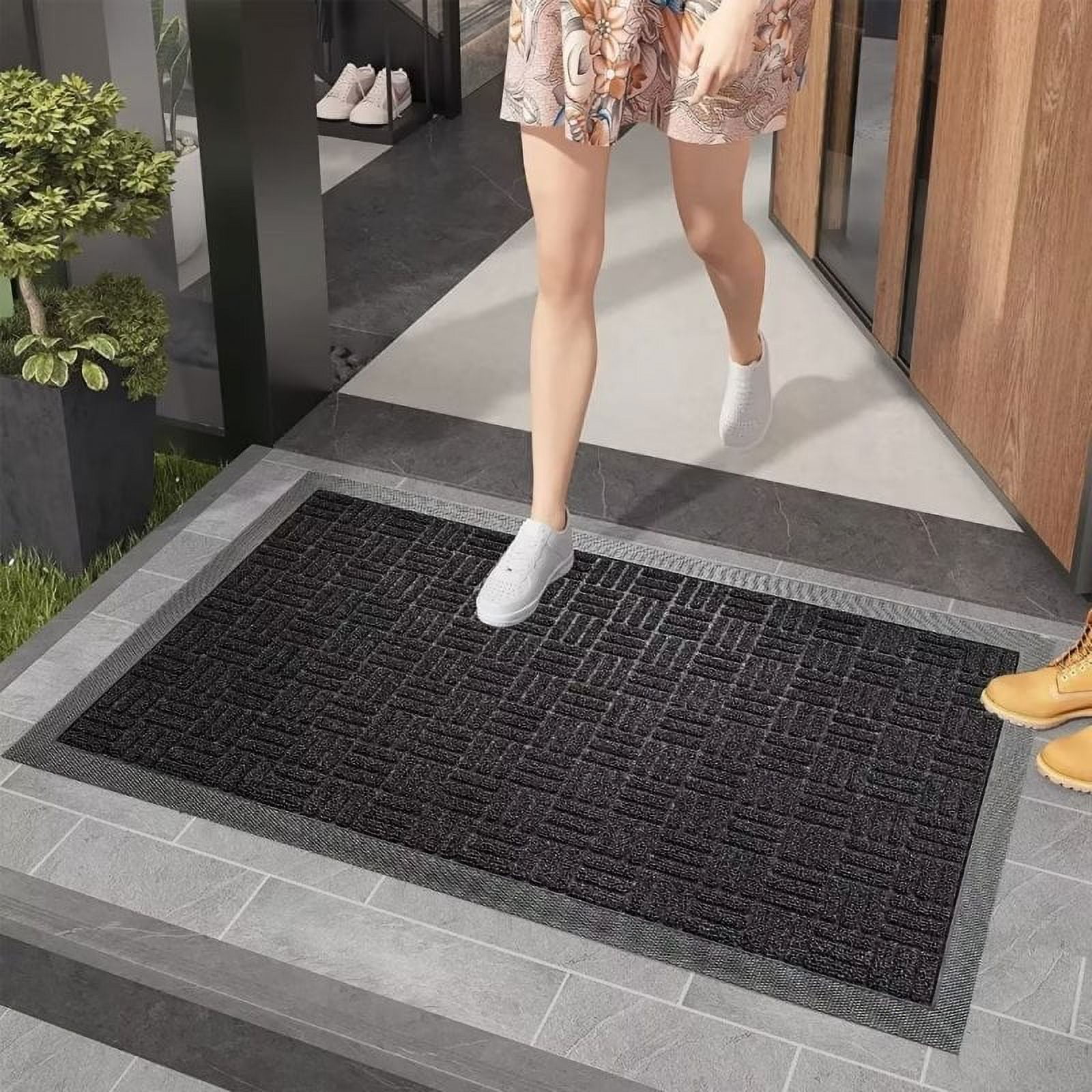 AZJOYLIFE Outdoor Welcome Mat Indoor Door Mat, Non-Slip Rubber Doormat ...