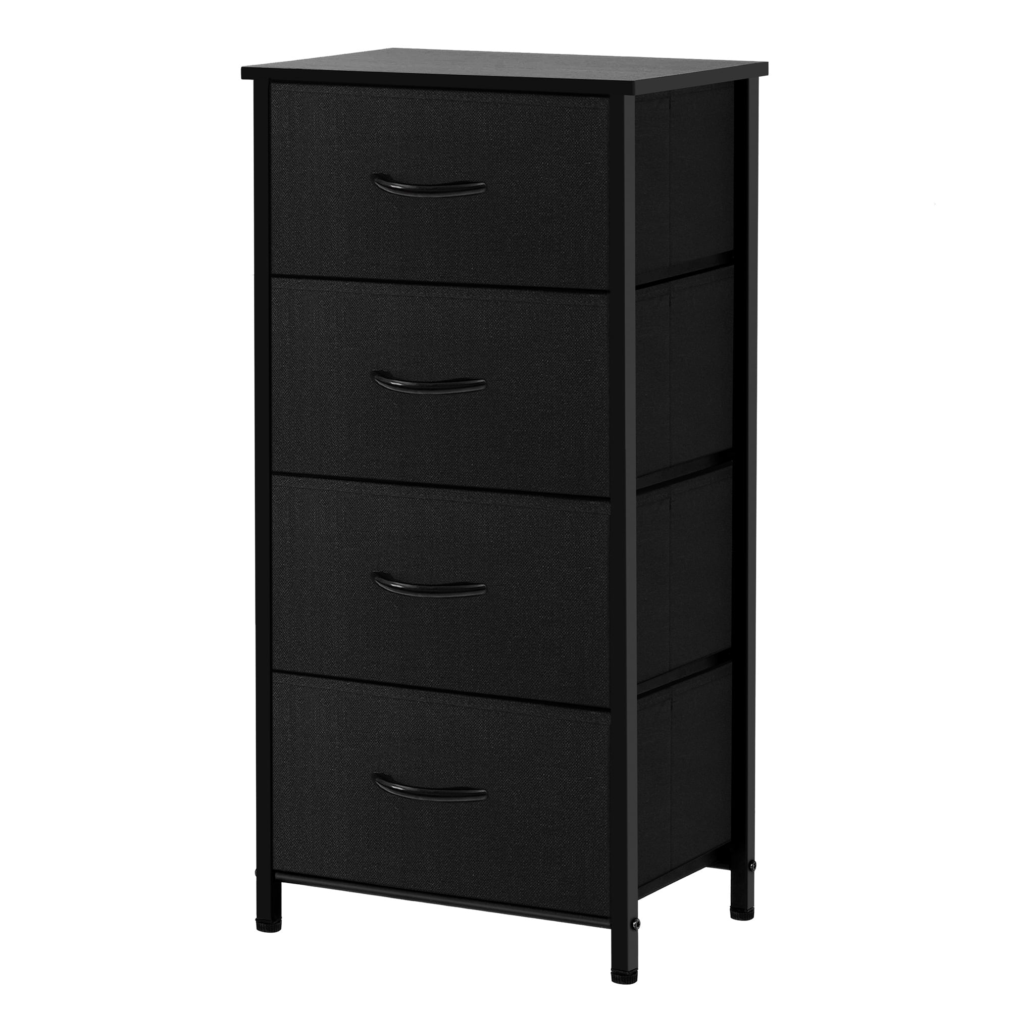 AZL1 Life Concept Black 4 Drawers Fabric Dresser Storage Tower ...