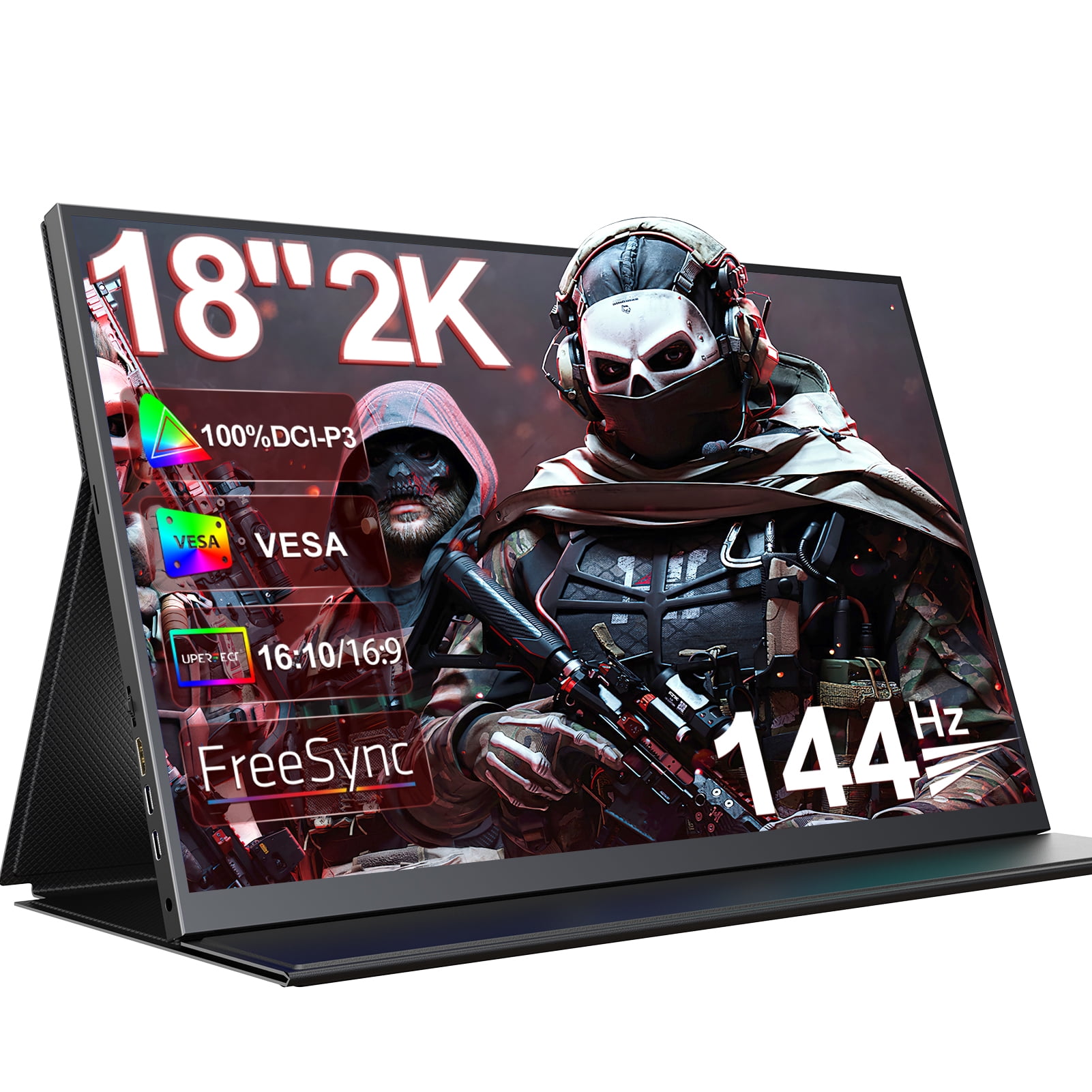 "AZMIOR 18"" Portable Gaming Monitor, 144Hz QHD 2560x1600, VESA, HDR ...