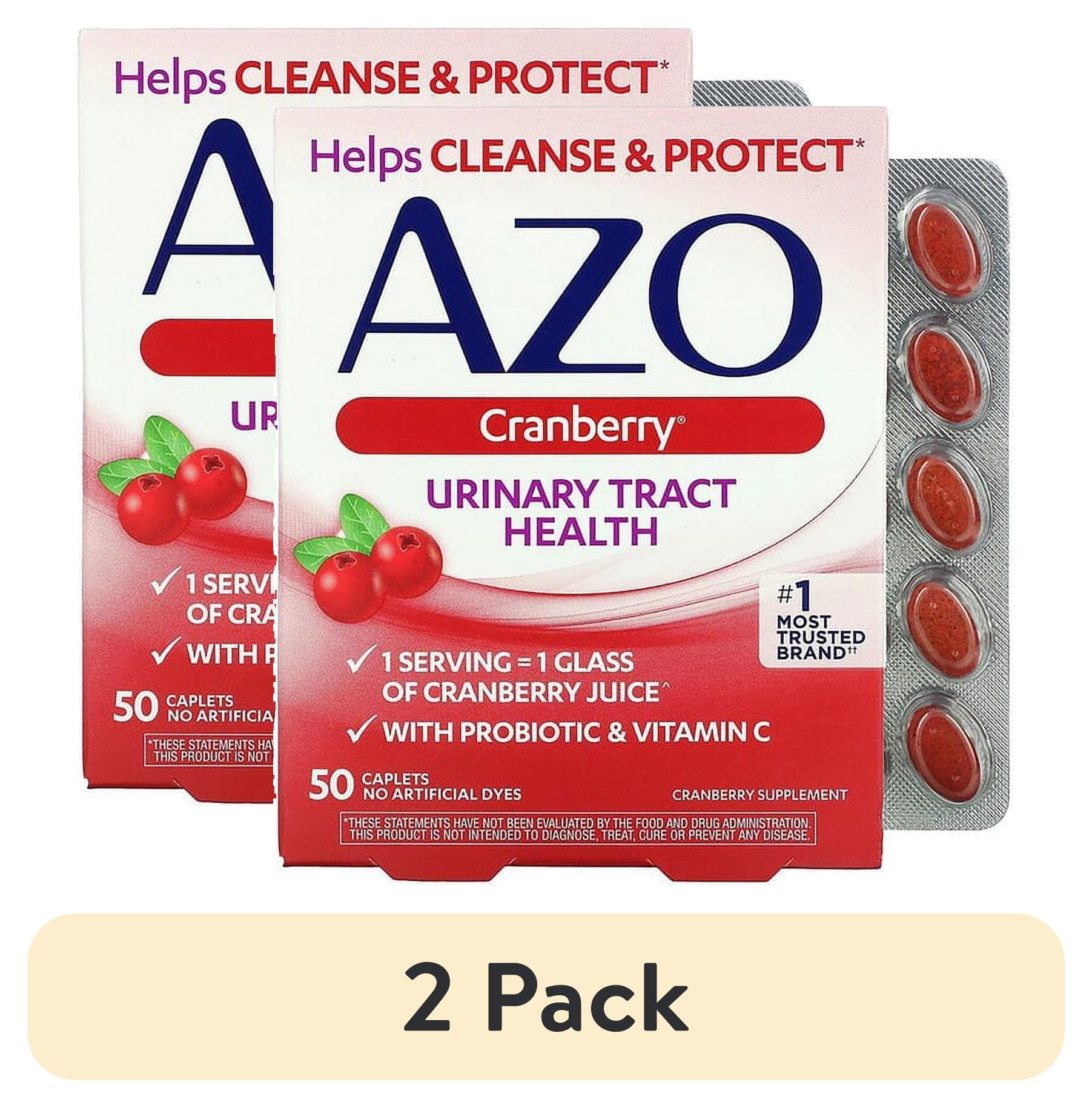 (2 pack) AZO Cranberry Urinary Tract Health Dietary Supplement, Sugar-Free, 50 Count - Walmart.com