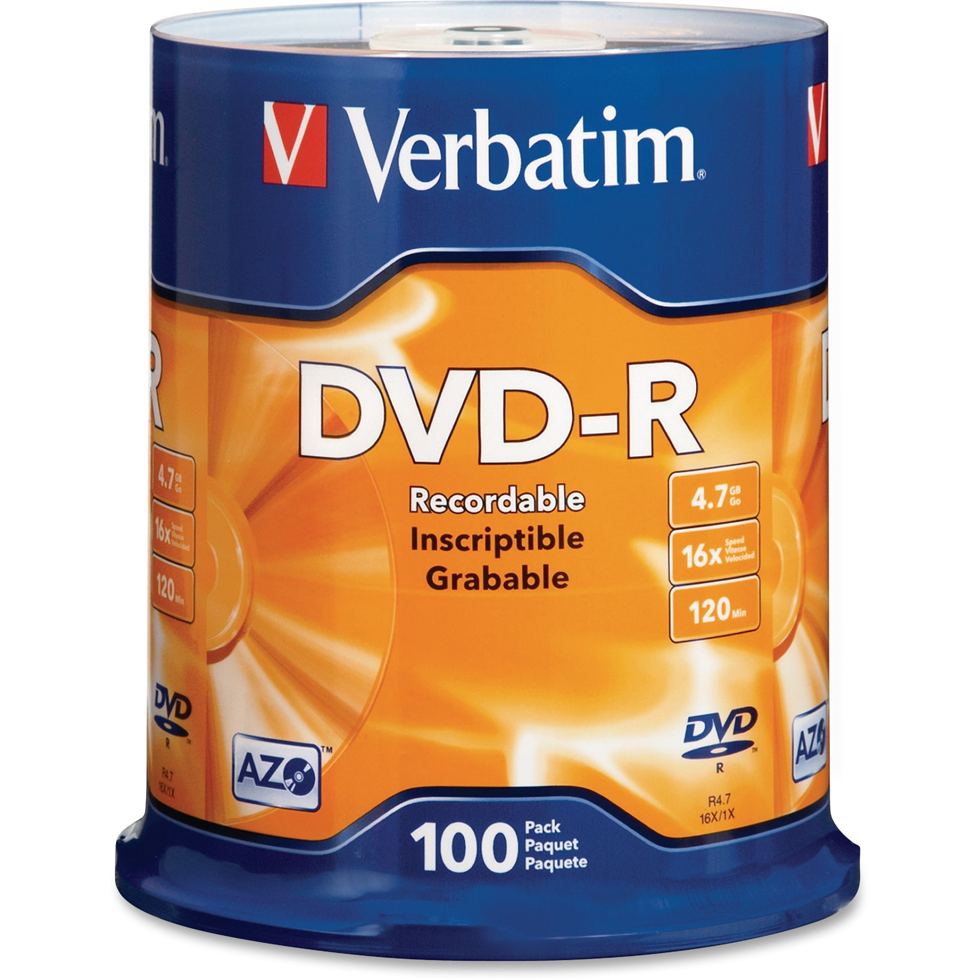 AZO DVD-R 4.7GB 16X with Branded Surface (100pk Spindle) - Walmart.com
