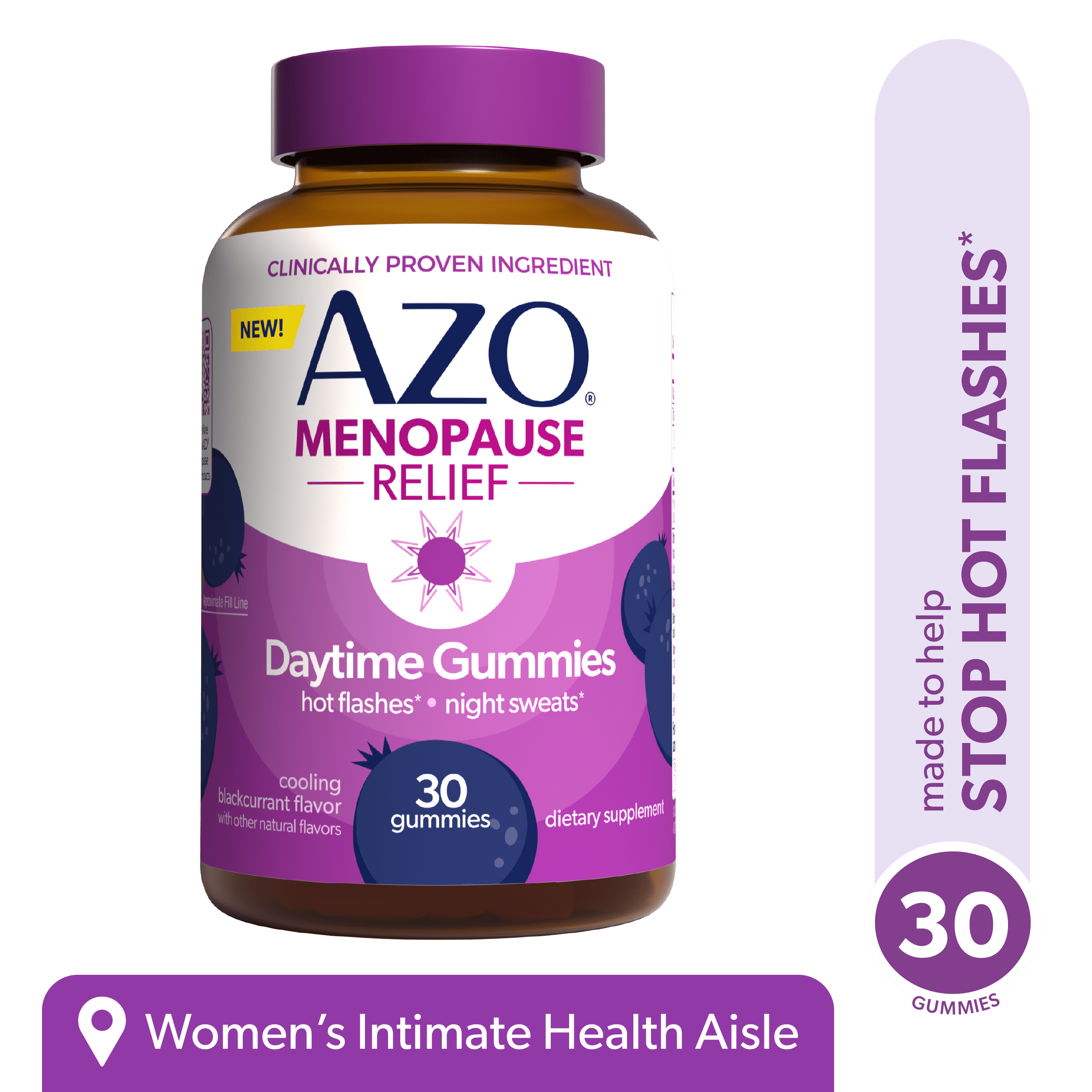 AZO Menopause Relief Daytime Gummies Daily Supplement, Eases Mood ...