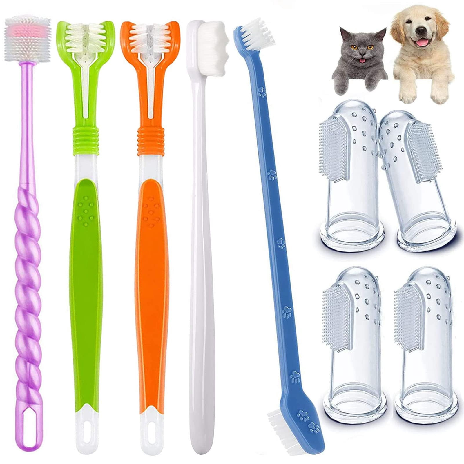 AZOFFYIU Dog Toothbrush Set, MSF2 Triple Head Dog Toothbrushes, Double ...