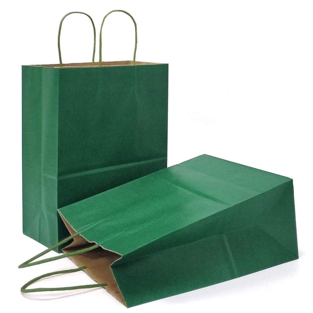 AZOWA Green Gift Bags Large Kraft Paper Bags with Handles (10.2 x 4.7 x ...