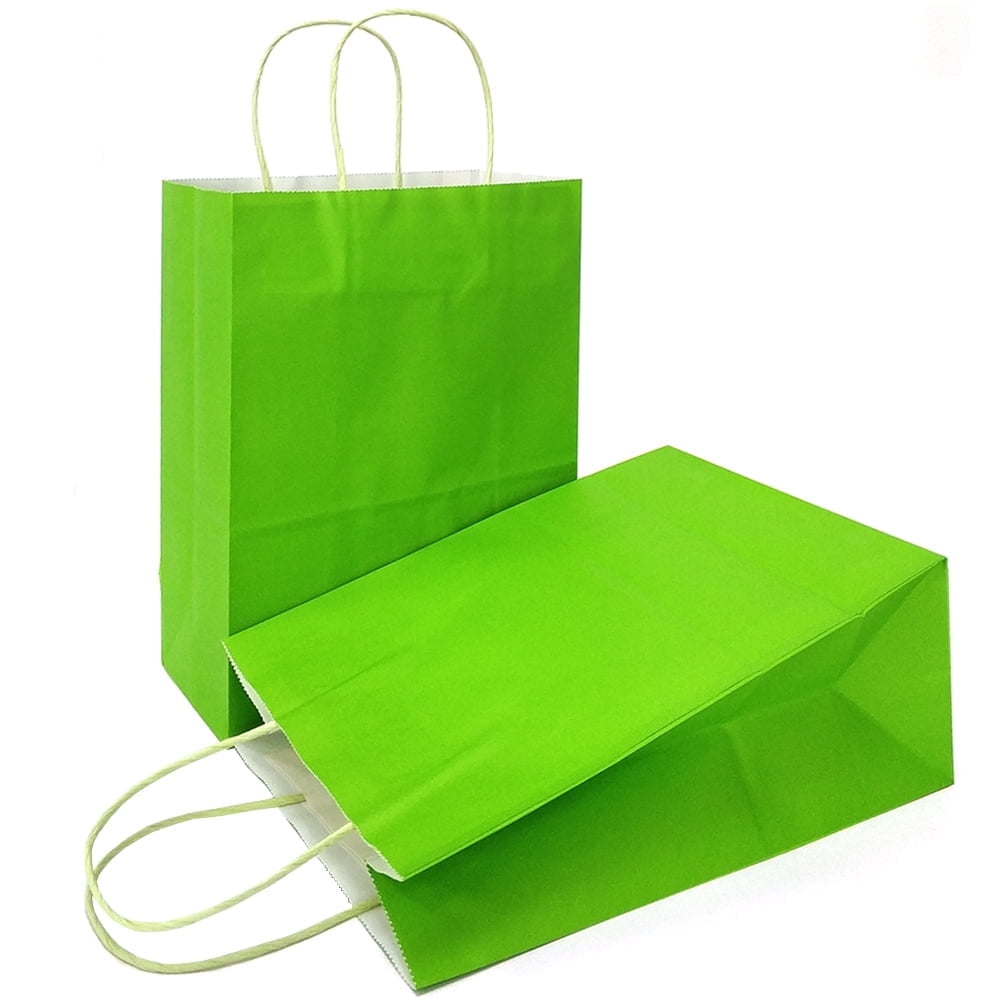 AZOWA Medium Gift Bags Light Green Kraft Paper Bags with Handles ( 10.6 ...