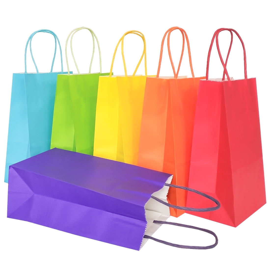 AZOWA Multi Color Gift Bags Small Kraft Paper Bags with Handles (5 x 3. ...